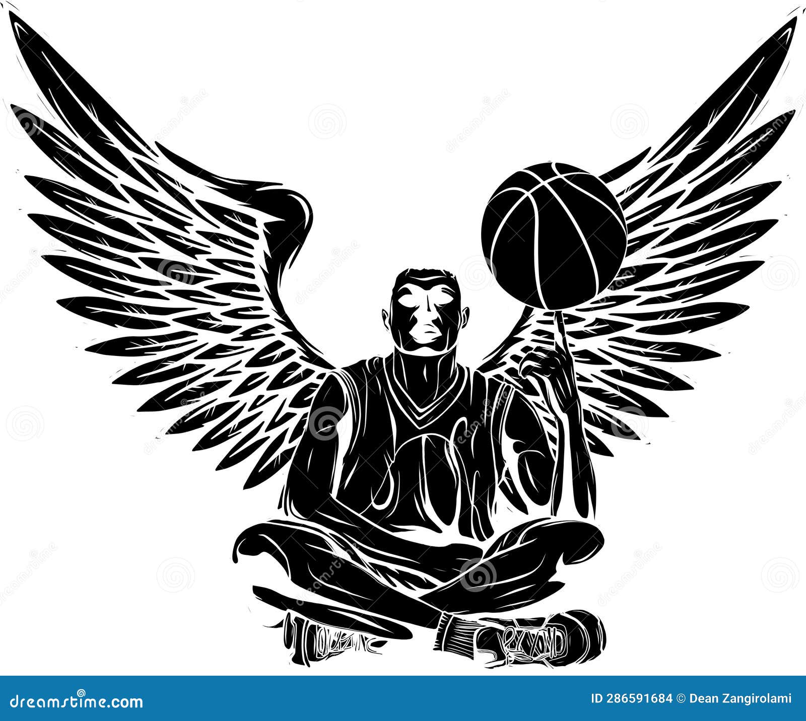 Black Silhouette of Basketball Player with Wings Stock Vector ...