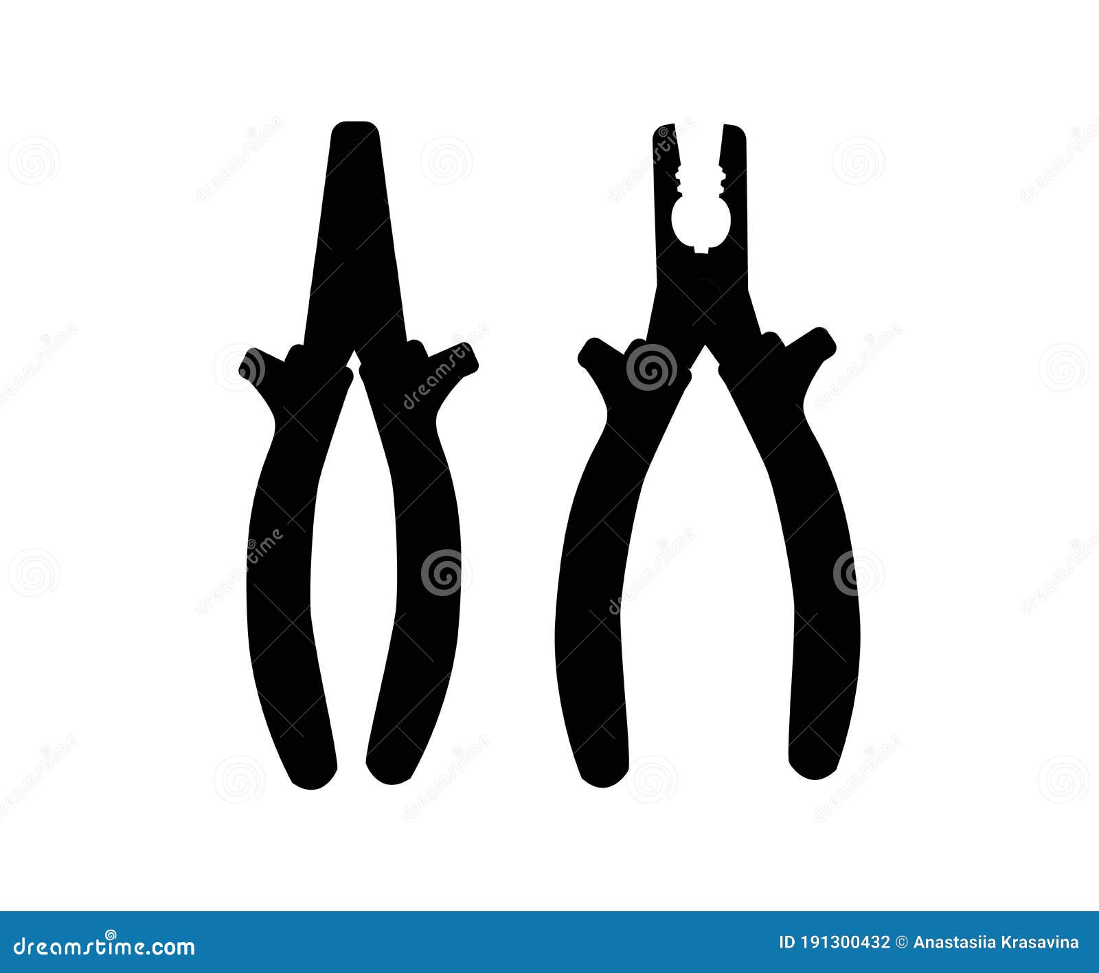 Black Silhouette of a Bench Tool. Thick Metallic Tip or Sponge Pliers ...