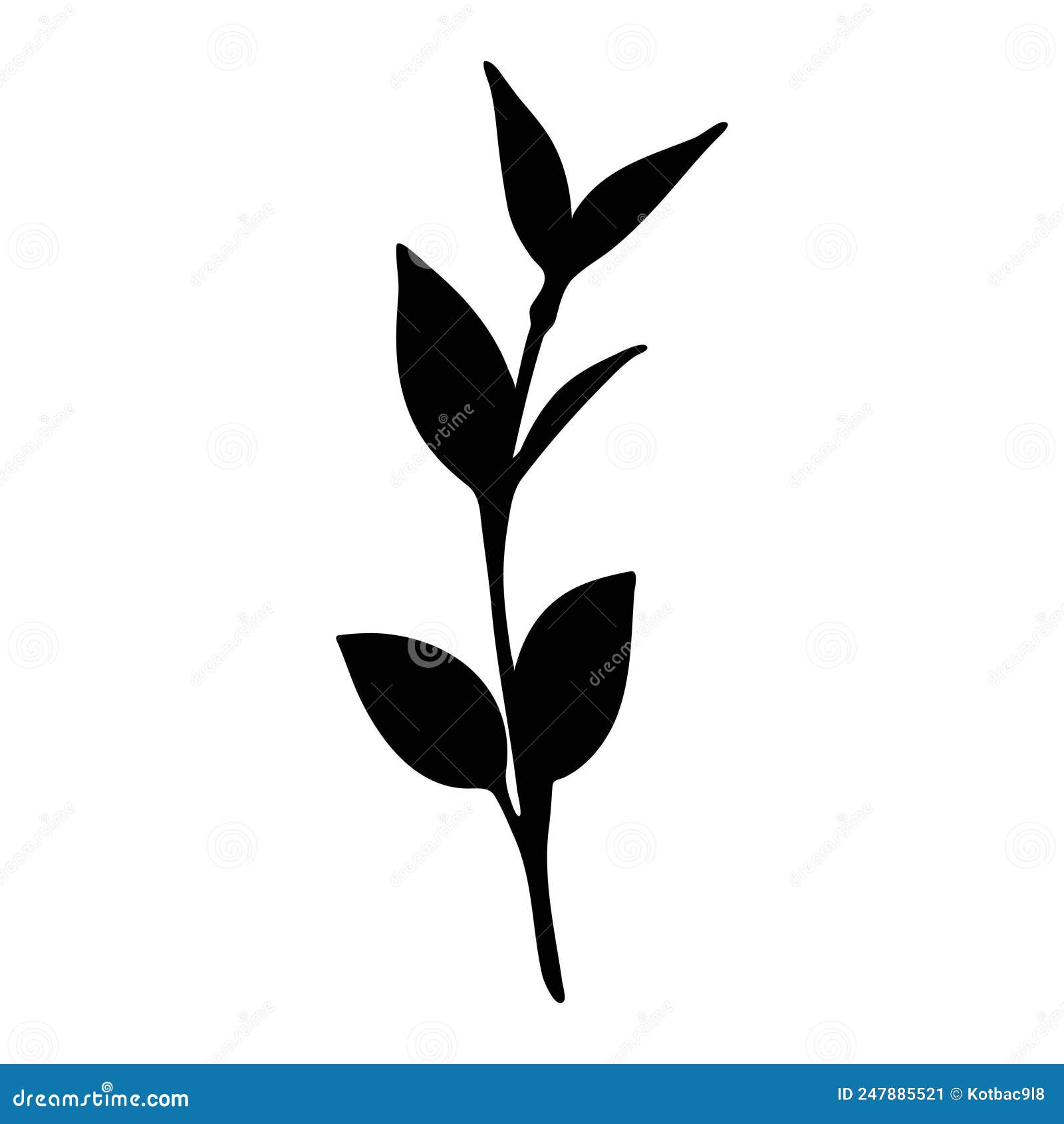Black Silhouette of a Branch with Leaves and Stem Stock Vector ... Black Silhouette of a Branch with Leaves and Stem Stock Vector ...