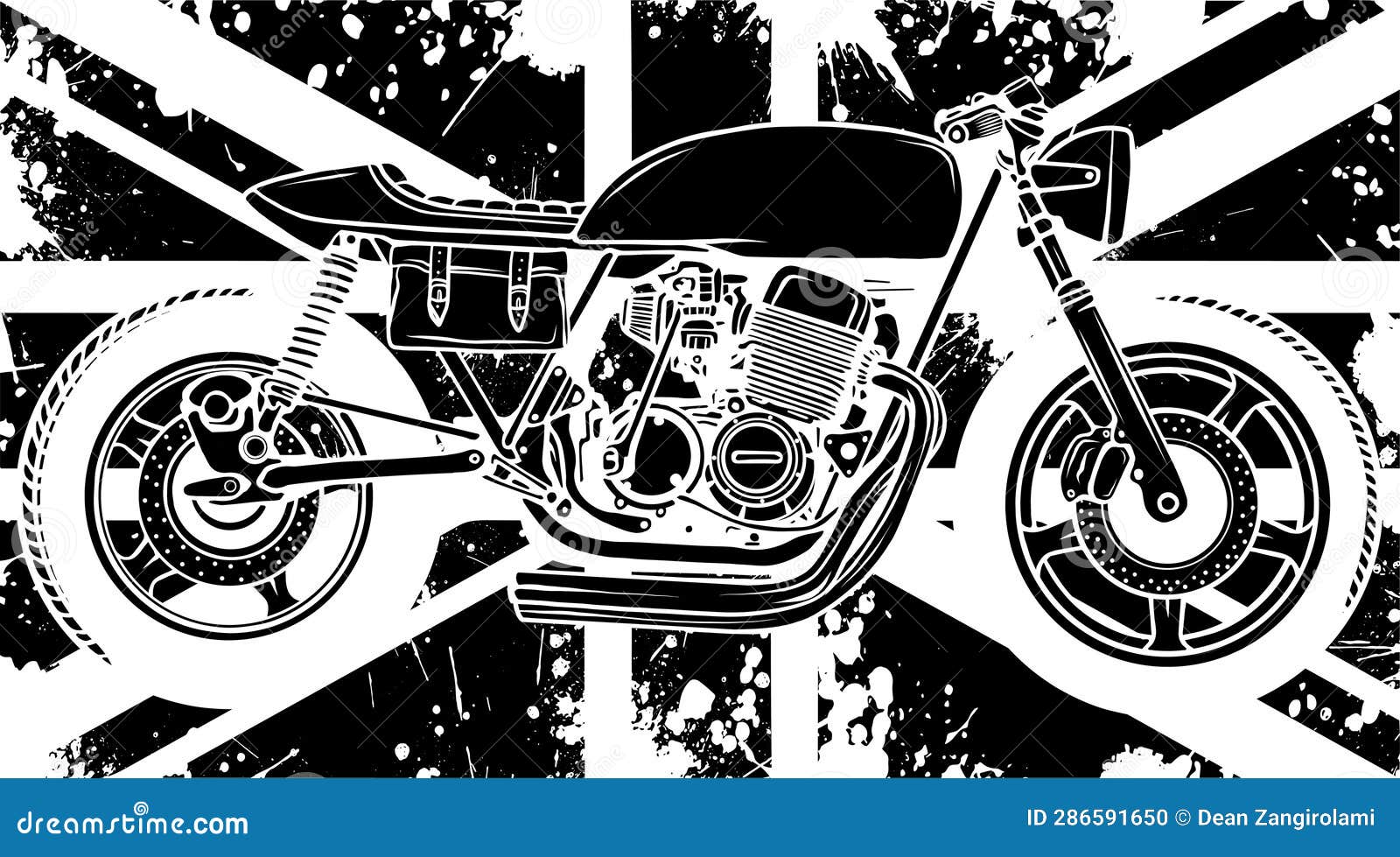 Black Silhouette of British Flag with Motorcycle Stock Vector ...