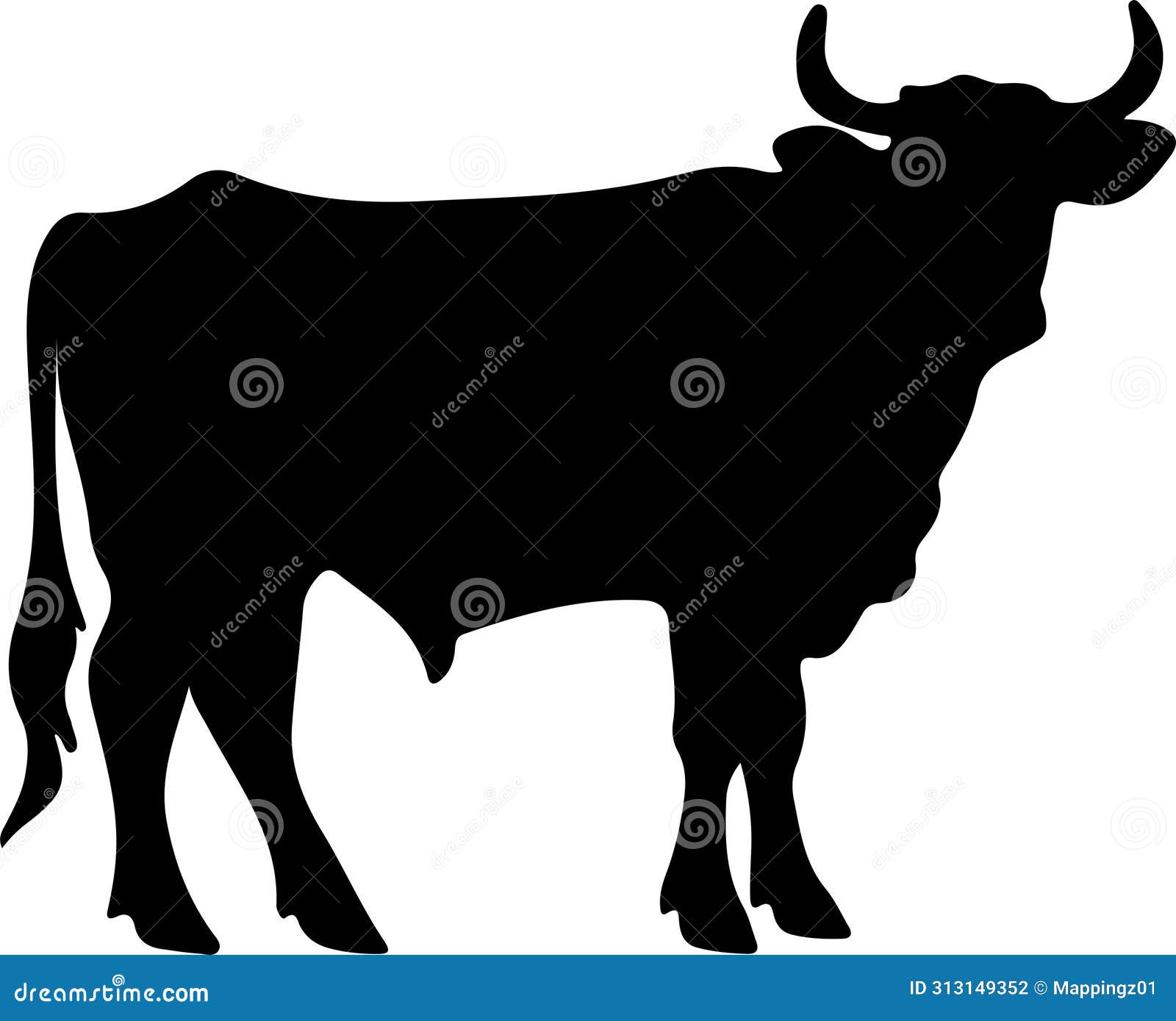 Cattle Black Ink Vector Artworks. Bull Creature Ranch Horned Hoofed ...