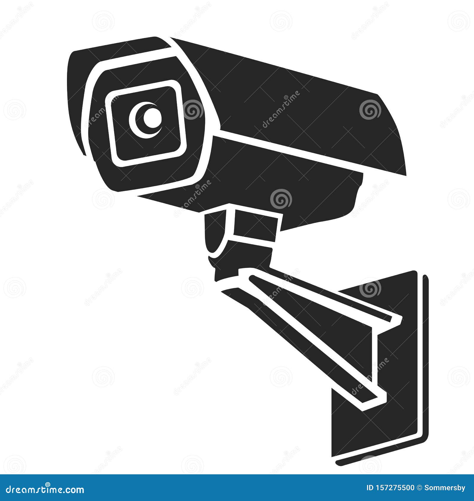 Black Silhouette of CCTV Security Camera on White Background Stock ...