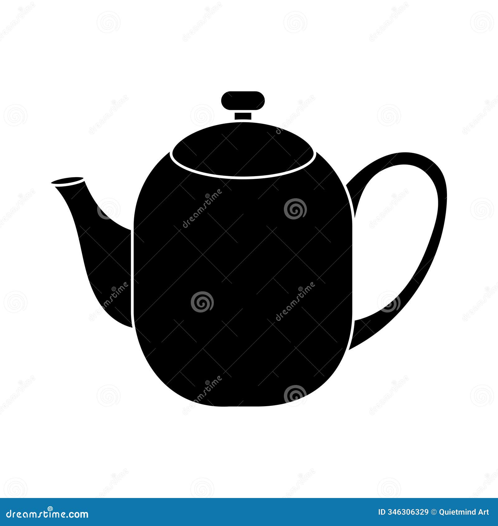 Black Silhouette of Classic Teapot with Curved Handle and Spout Stock ...