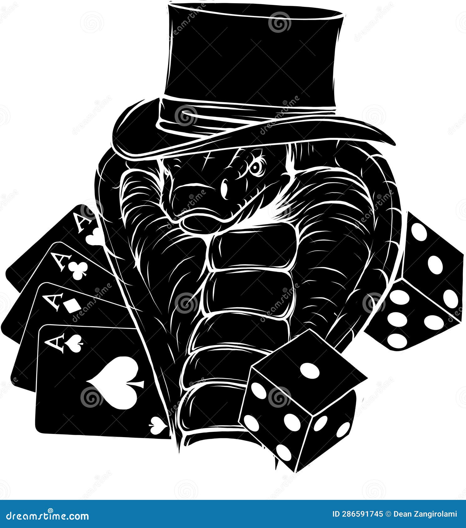 Black Silhouette of Cobra Snake Head with Hat Stock Illustration ...