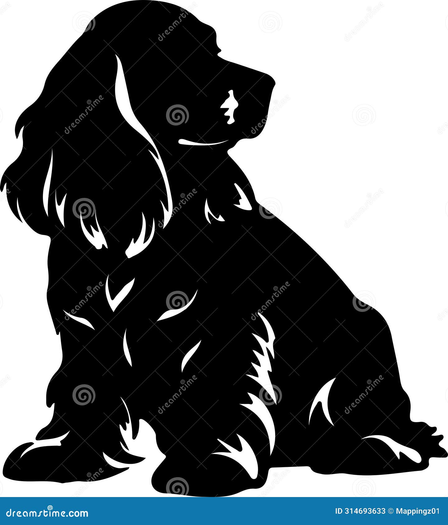 Cocker Spaniel Black Silhouette Generative Ai Stock Vector ...