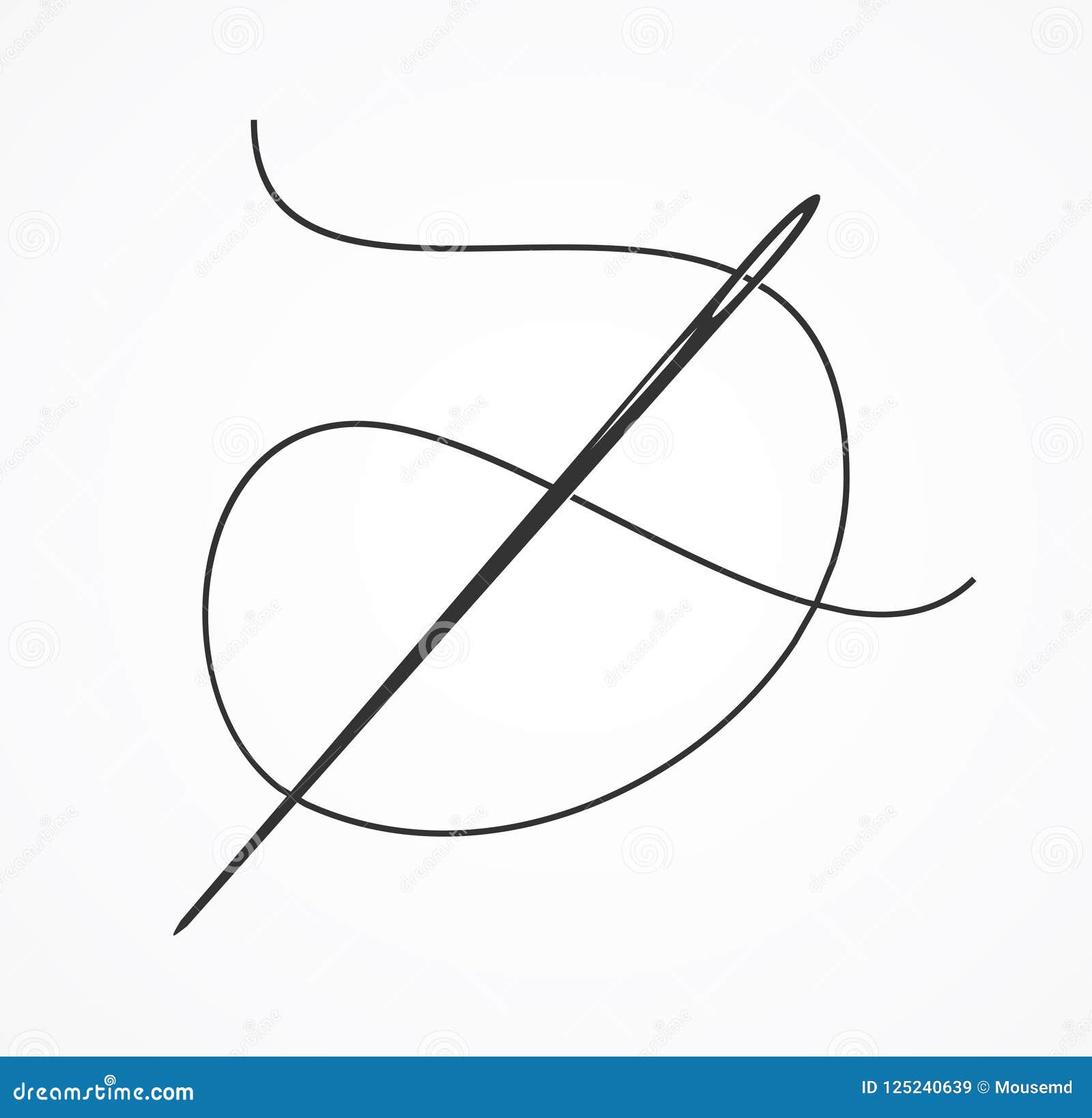 Black Silhouette or Contour Needle and Thread. Vector Stock Vector ...