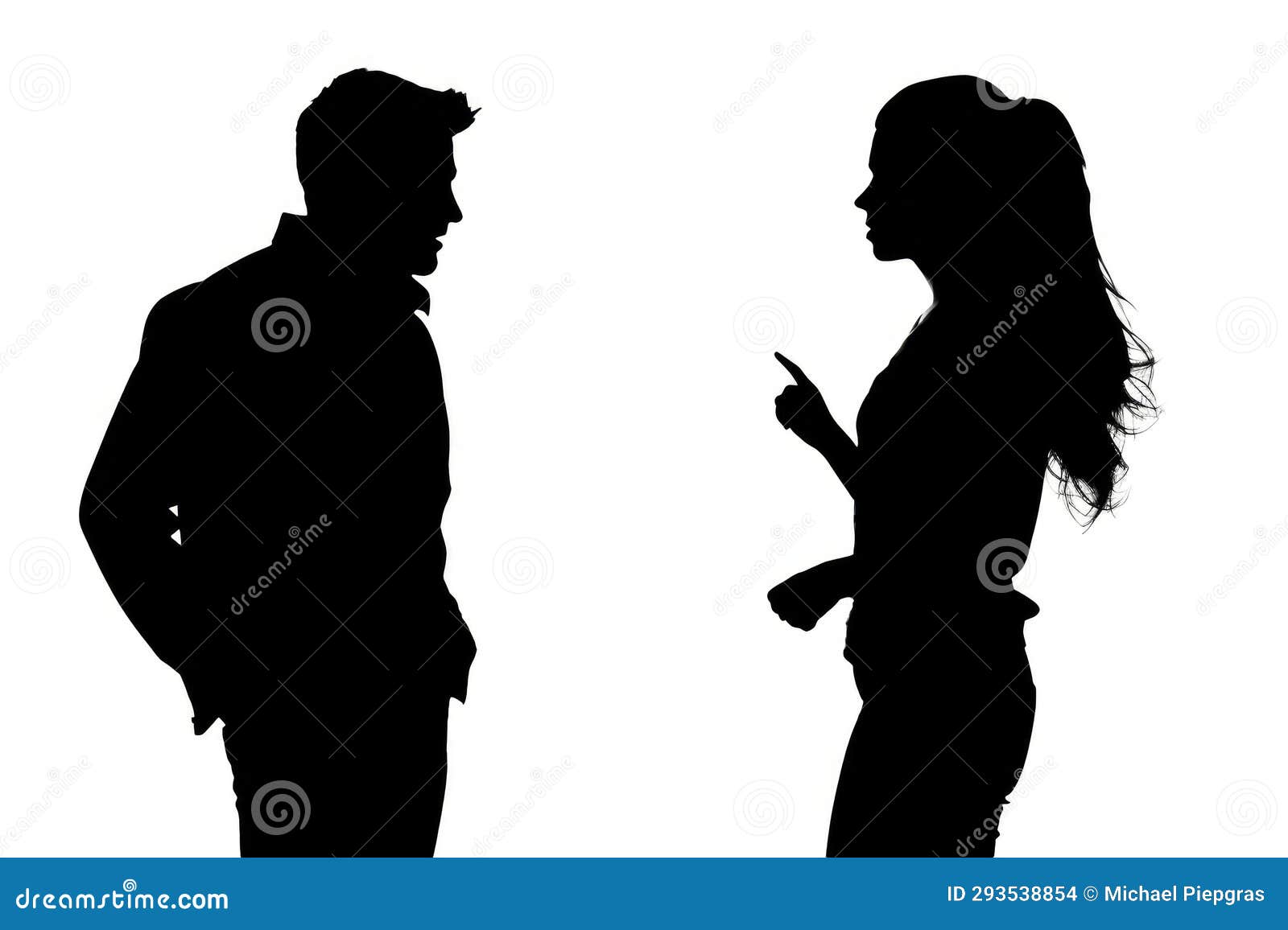 A Black Silhouette of a Couple Arguing Stock Illustration ...