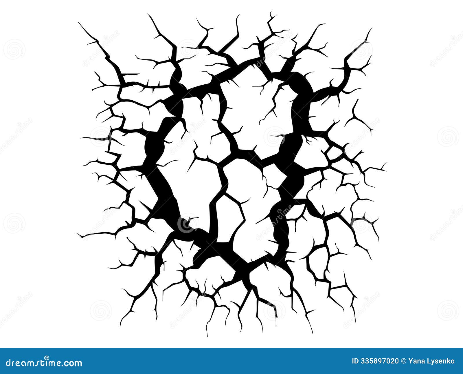 Black Silhouette Of A Crack Isolated On A White Background. Concept Of ...