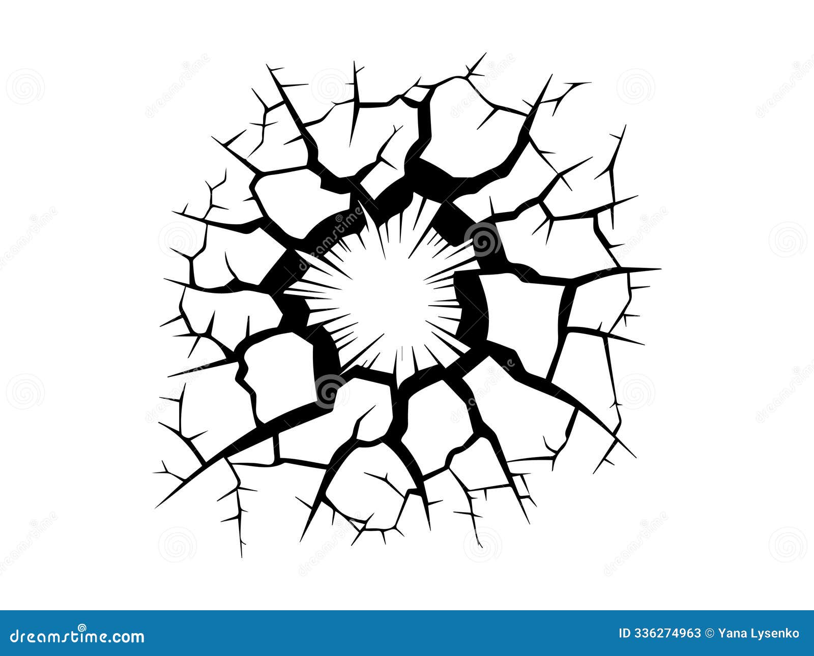 Black Silhouette Of A Crack Isolated On A White Background. Concept Of ...