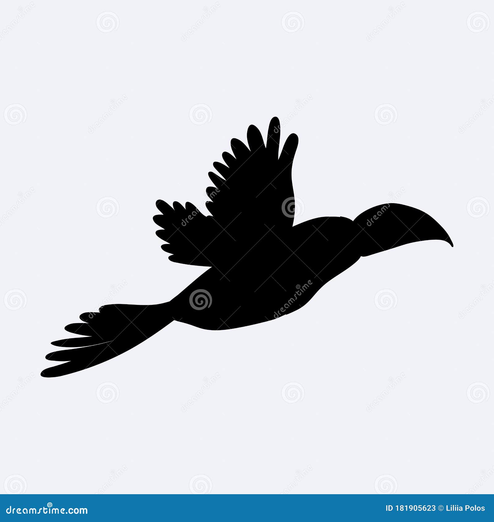 Black Silhouette of a Cute Flying Toucan. Vector Stock Illustration ...