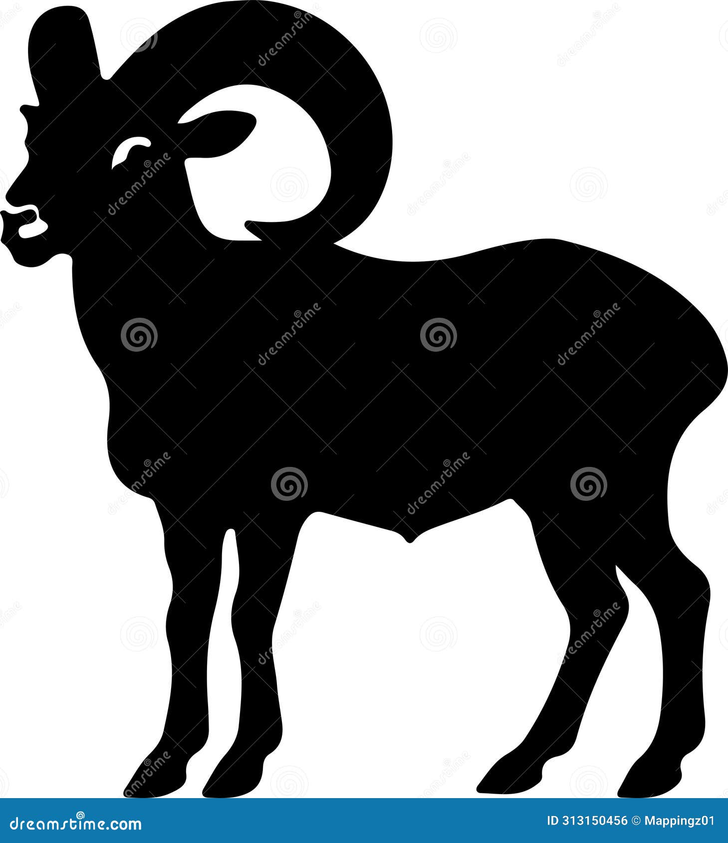 Dall Sheep Black Silhouette Generative Ai Vector Illustration 313150456
