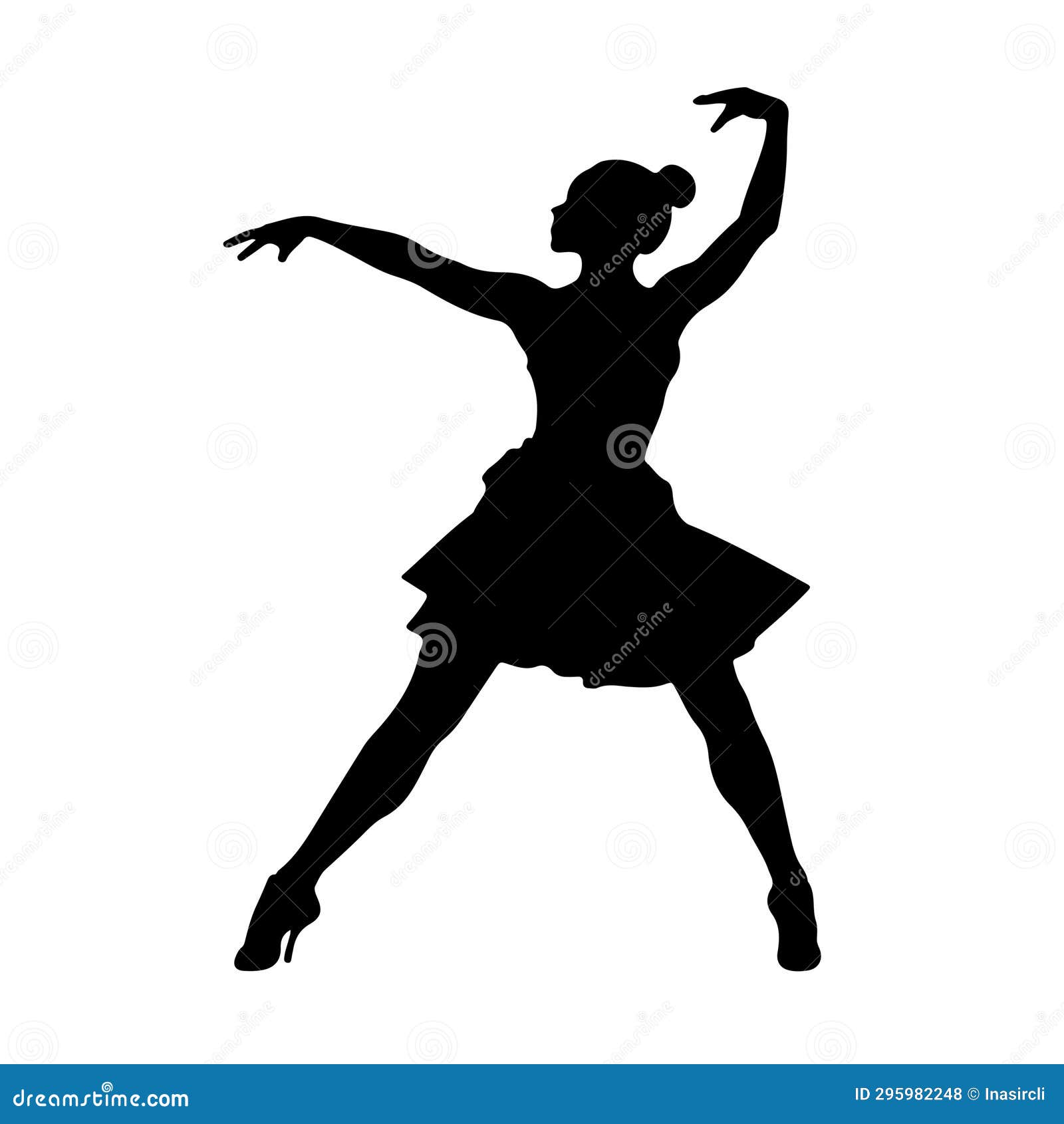 Black Silhouette of a Dancer in Mid-performance Stock Vector ...