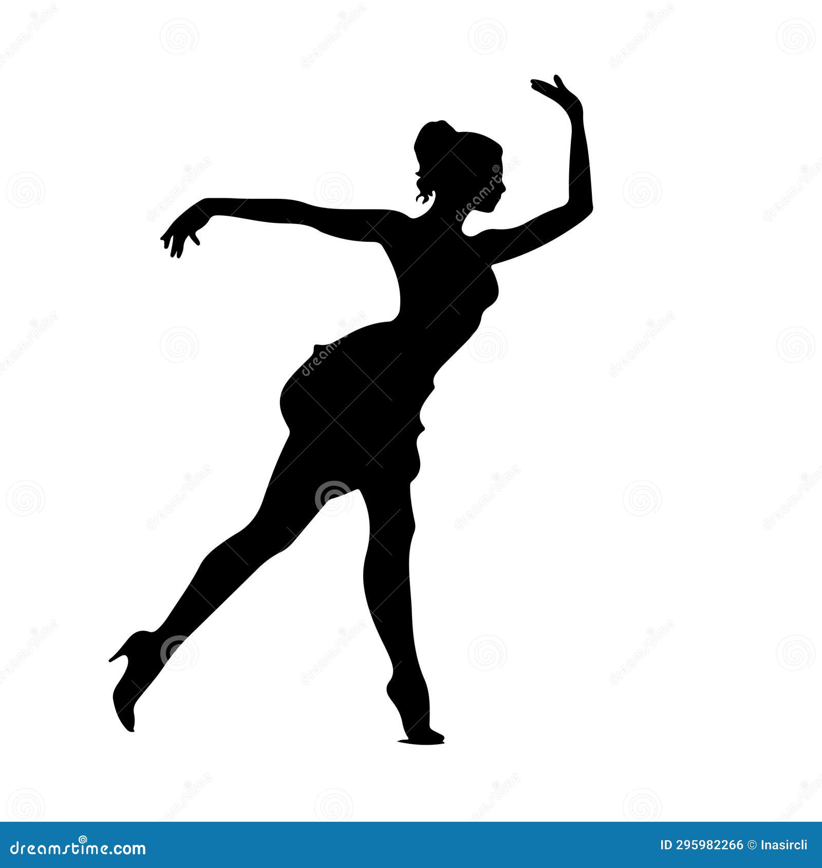 Black Silhouette of a Dancer in Mid-performance Stock Illustration ...