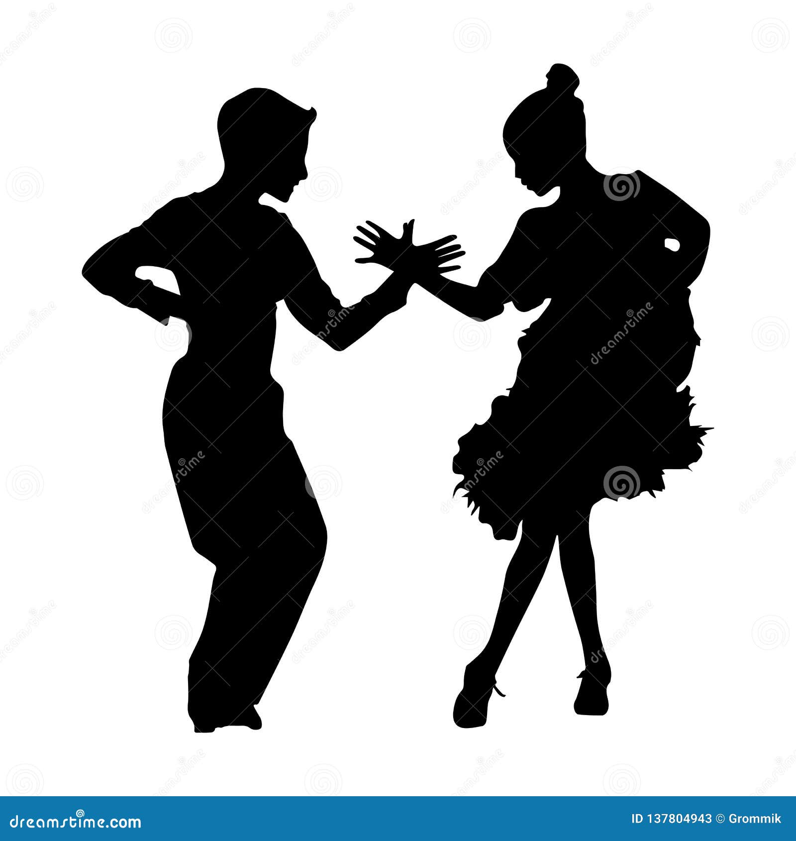 Silhouette Of Dancing Couple On White Background Stock Vector