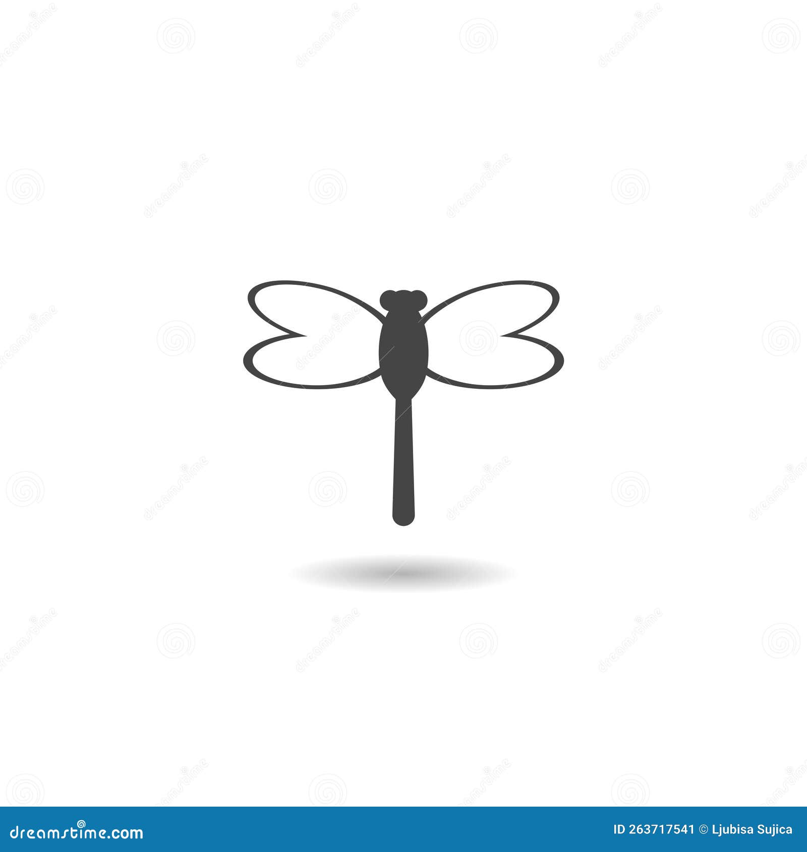 Black Silhouette of Dragonfly with Shadow Stock Vector - Illustration ...
