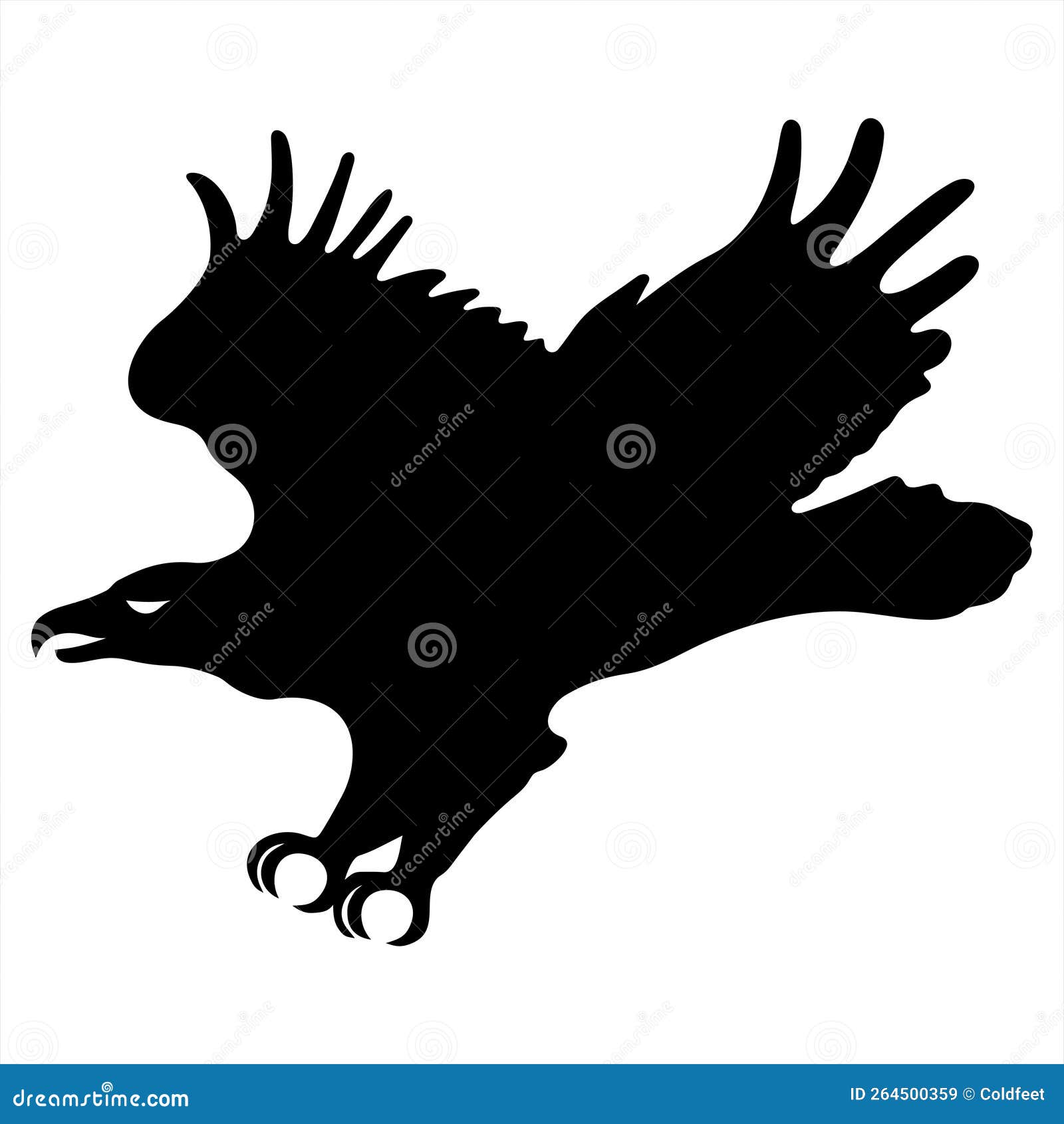 Black Silhouette of an Eagle in Attack Stock Vector - Illustration of stencil, print: 264500359