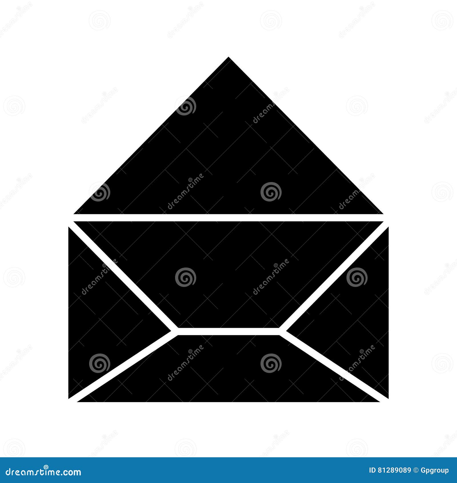 Black Silhouette Envelope Opened Icon Stock Illustration - Illustration ...