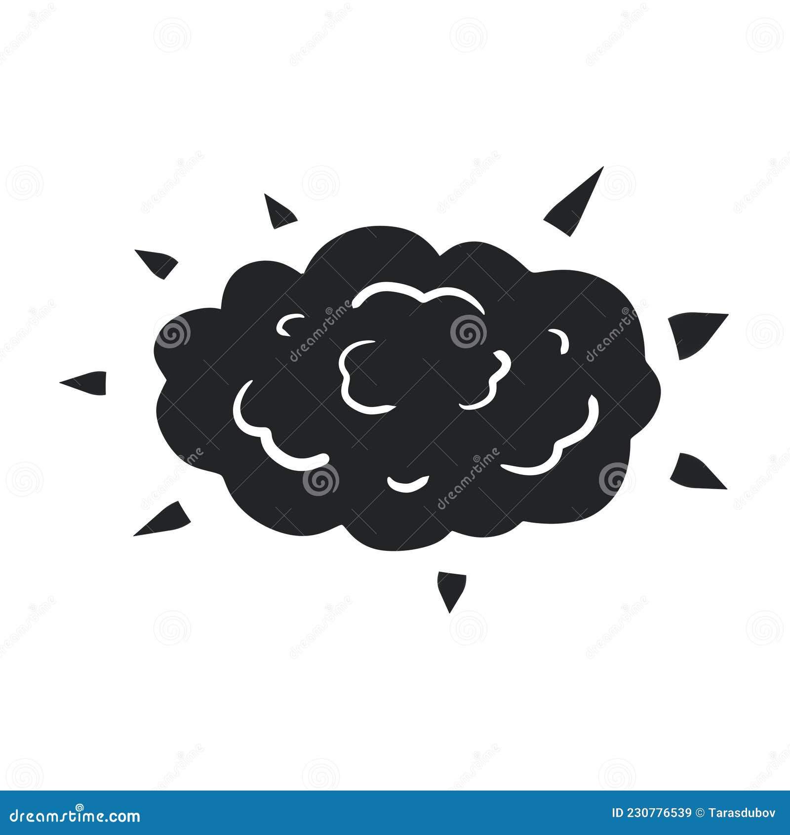 Black Silhouette of Explosion. Cartoon Illustration Stock Vector ...