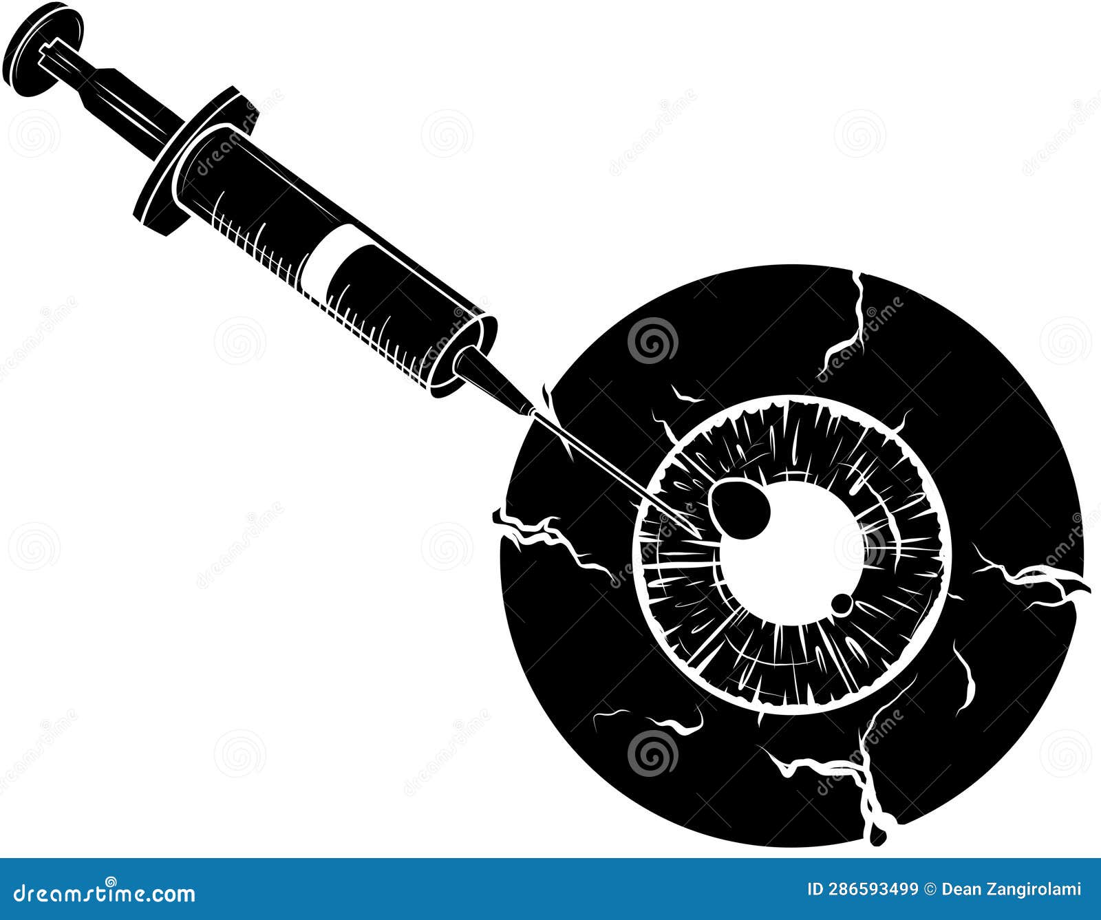 Black Silhouette of Eye and a Syringe. Stock Vector - Illustration of ...