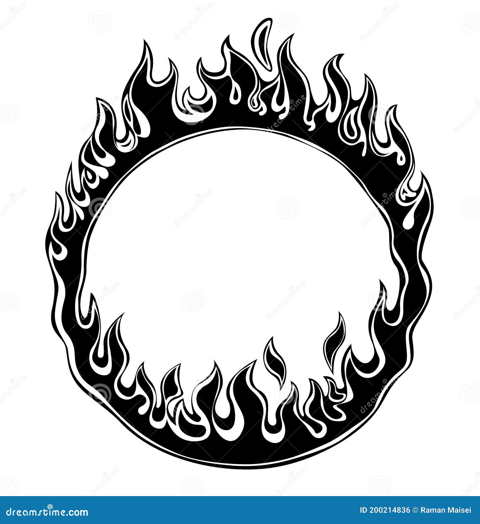 Black Silhouette of Fiery Ring Isolated on White Stock Vector ...