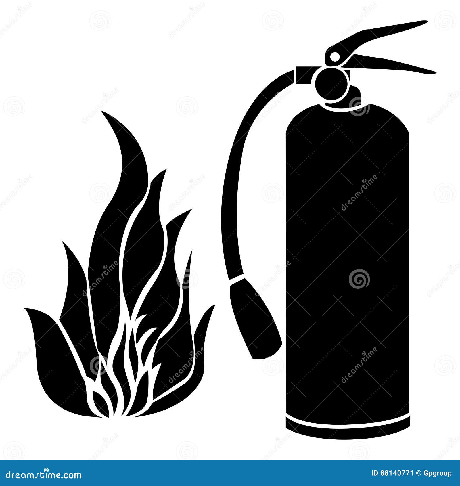 Silhouette Fire Hydrant With Water Stream. Outline Icon Of Fireplug ...