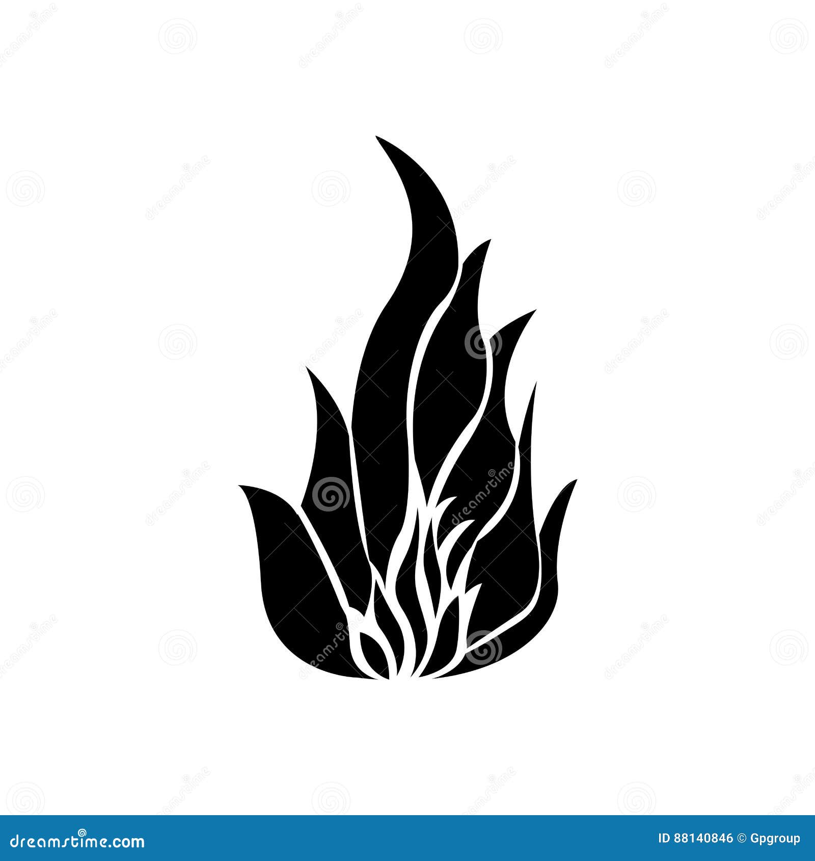 Black Silhouette Fire Flame Icon Stock Illustration - Illustration of ...