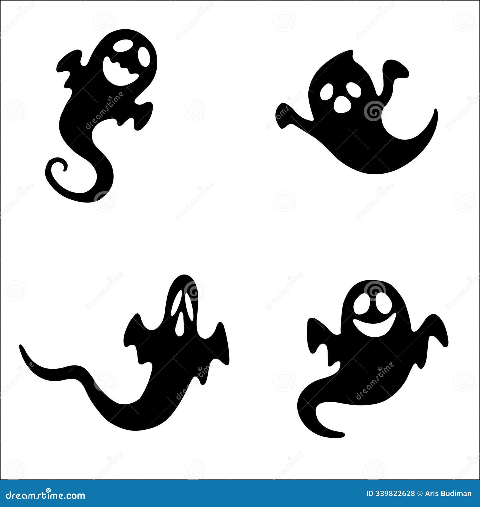 Black Silhouette Ghost Design Element Halloween Vector Illustration ...