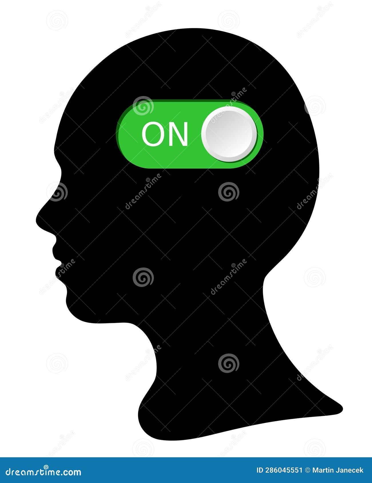 Black Silhouette of a Girl S Head and with Switch Stock Vector ...