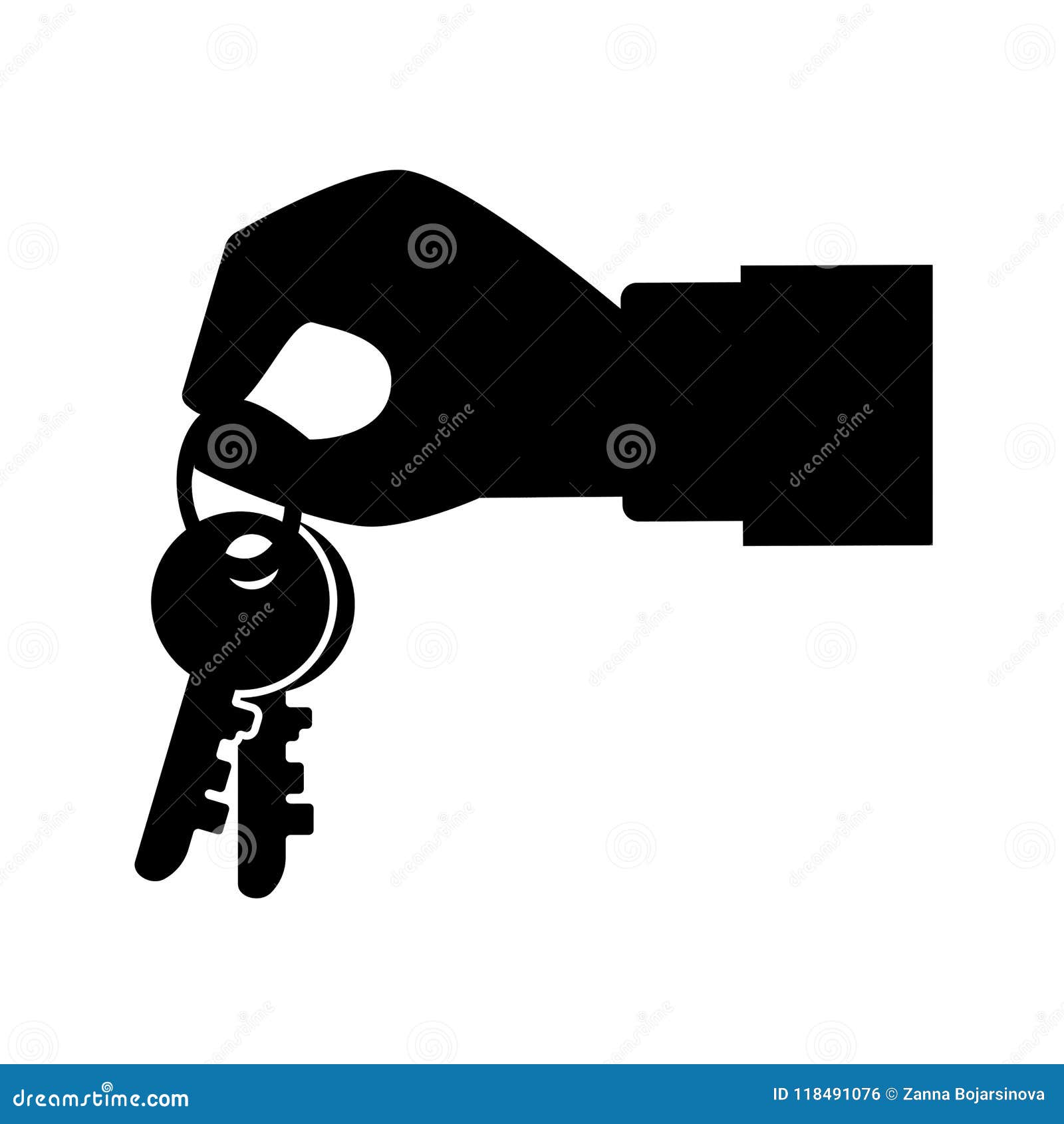 Black Silhouette of Hand with Keys. Stock Vector - Illustration of ...