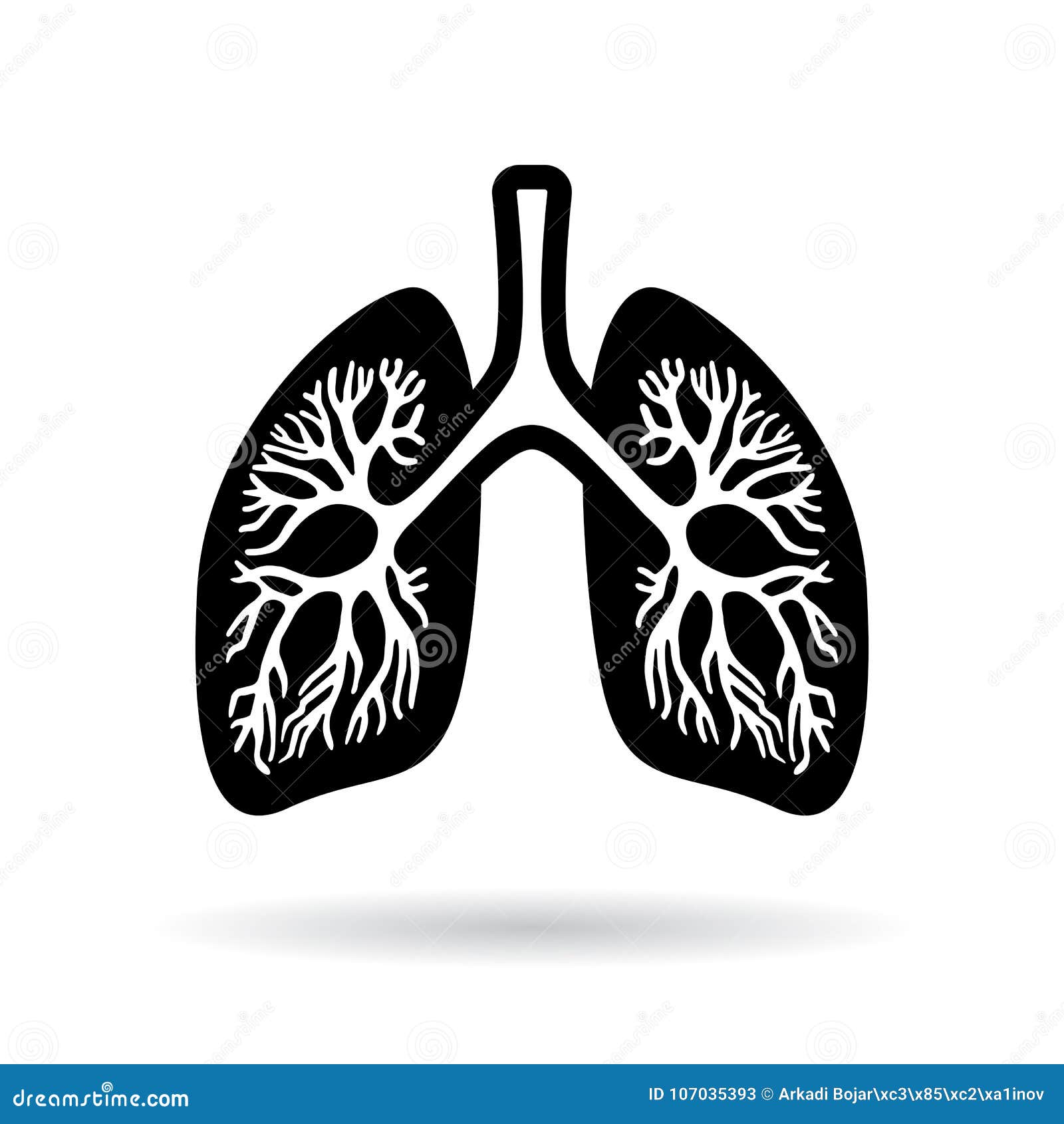 Black Silhouette Icon Of Human Lungs Stock Vector Illustration Of