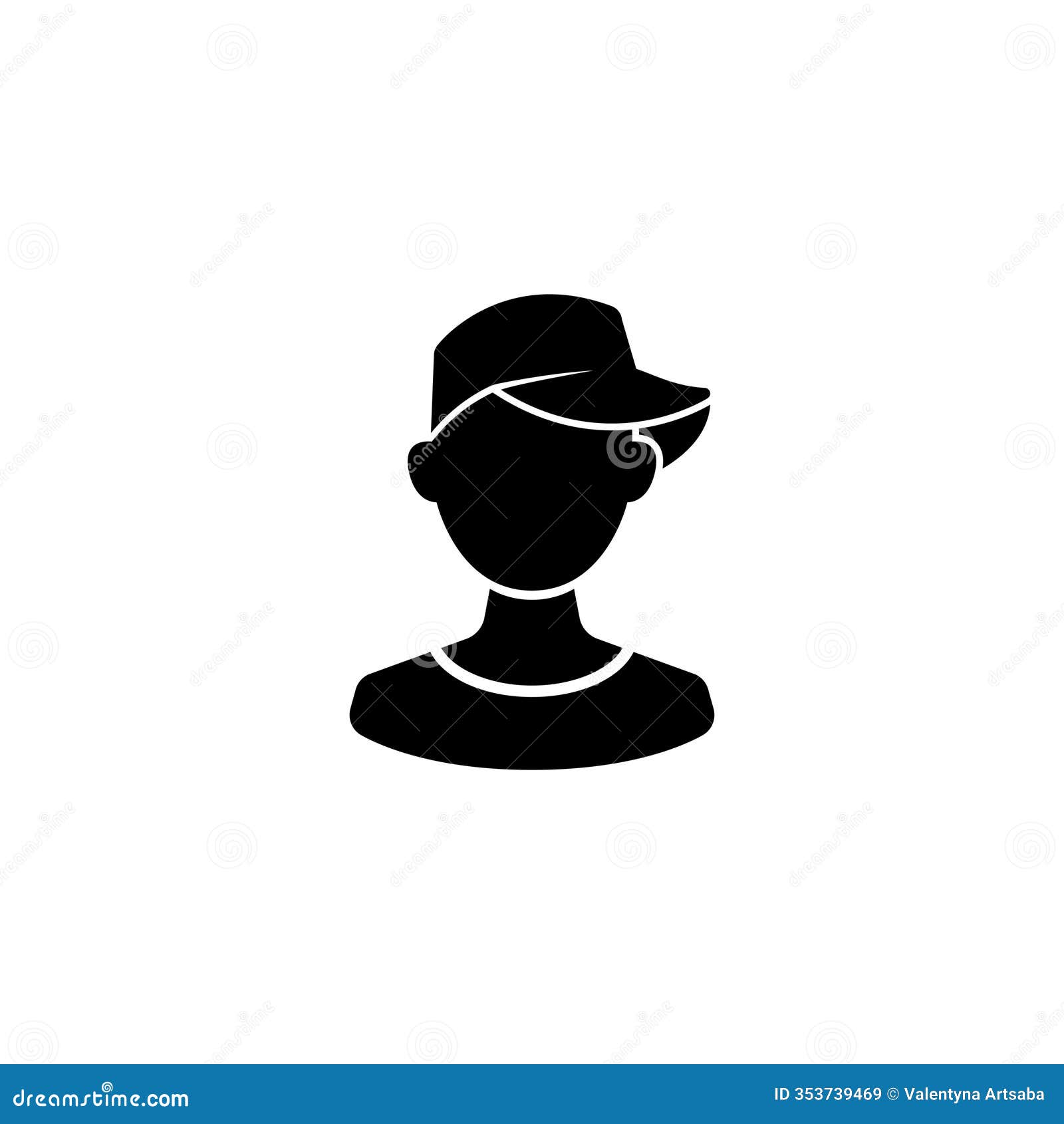 Black Silhouette Icon of a Person with a Cap Stock Vector ...