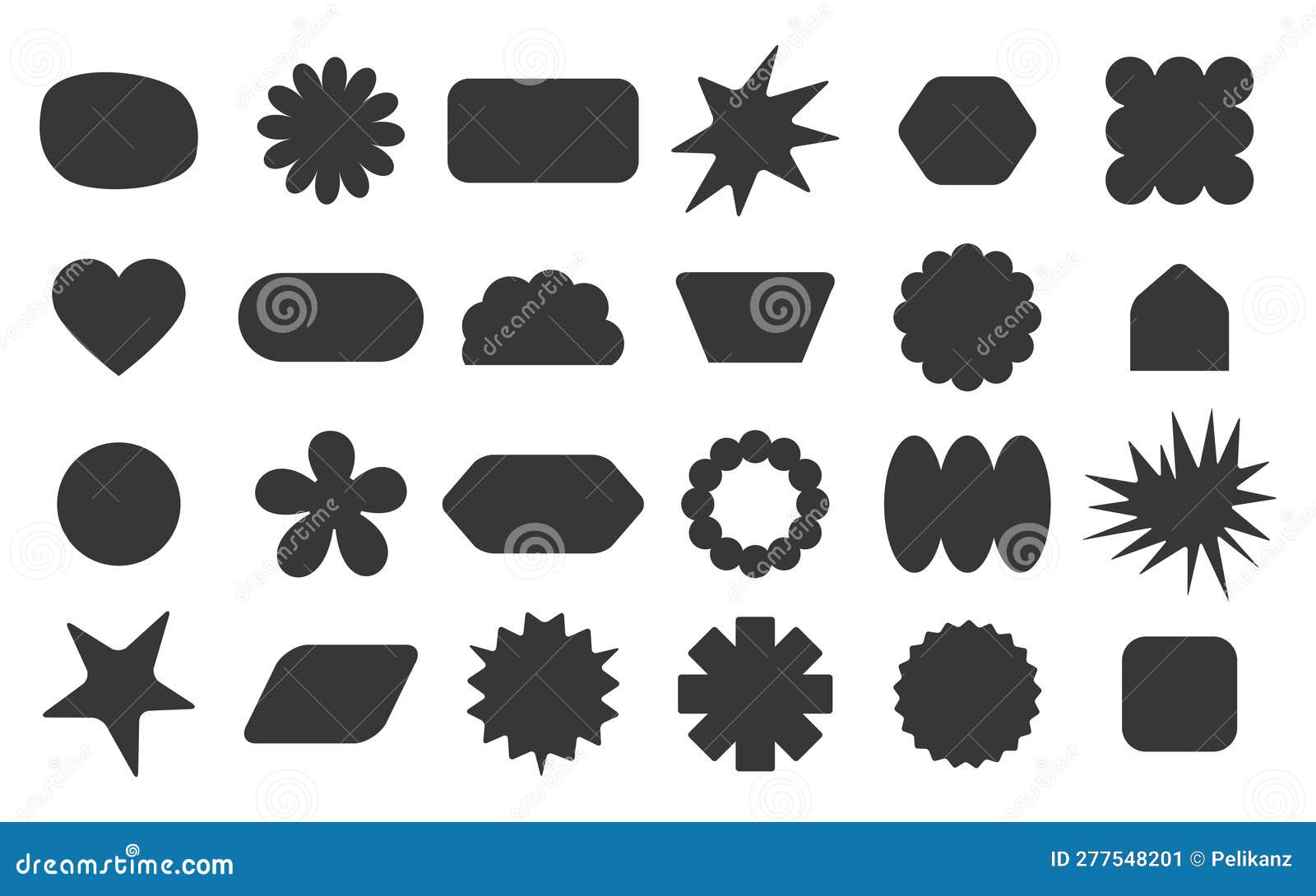 Black Assorted Geometrical Shapes Emblems Set With White Different ...