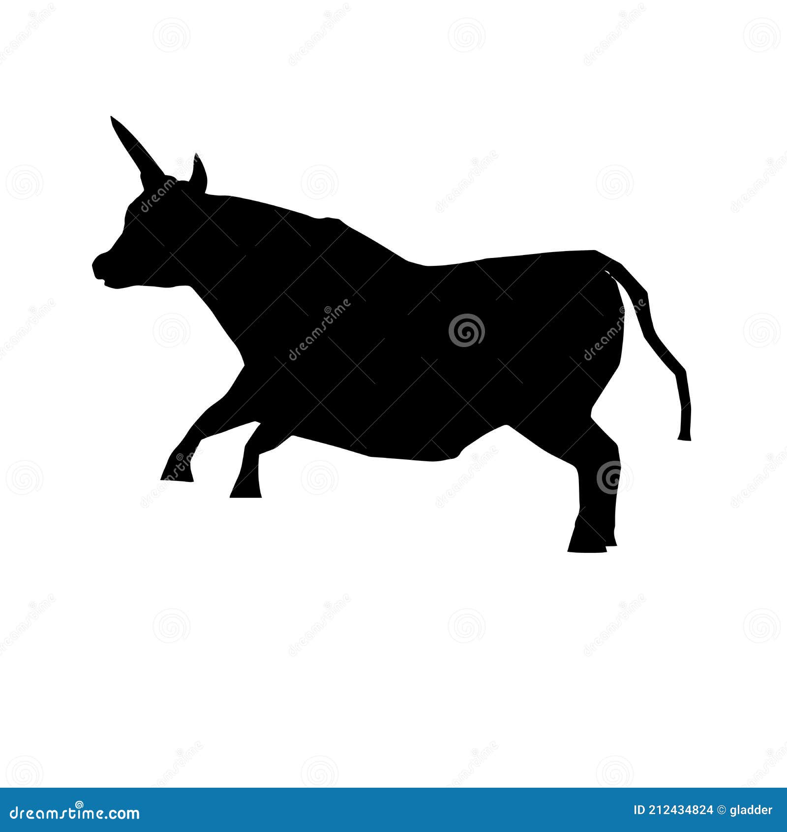 Black Silhouette of a Jumping Bull, Vector Stock Illustration ...