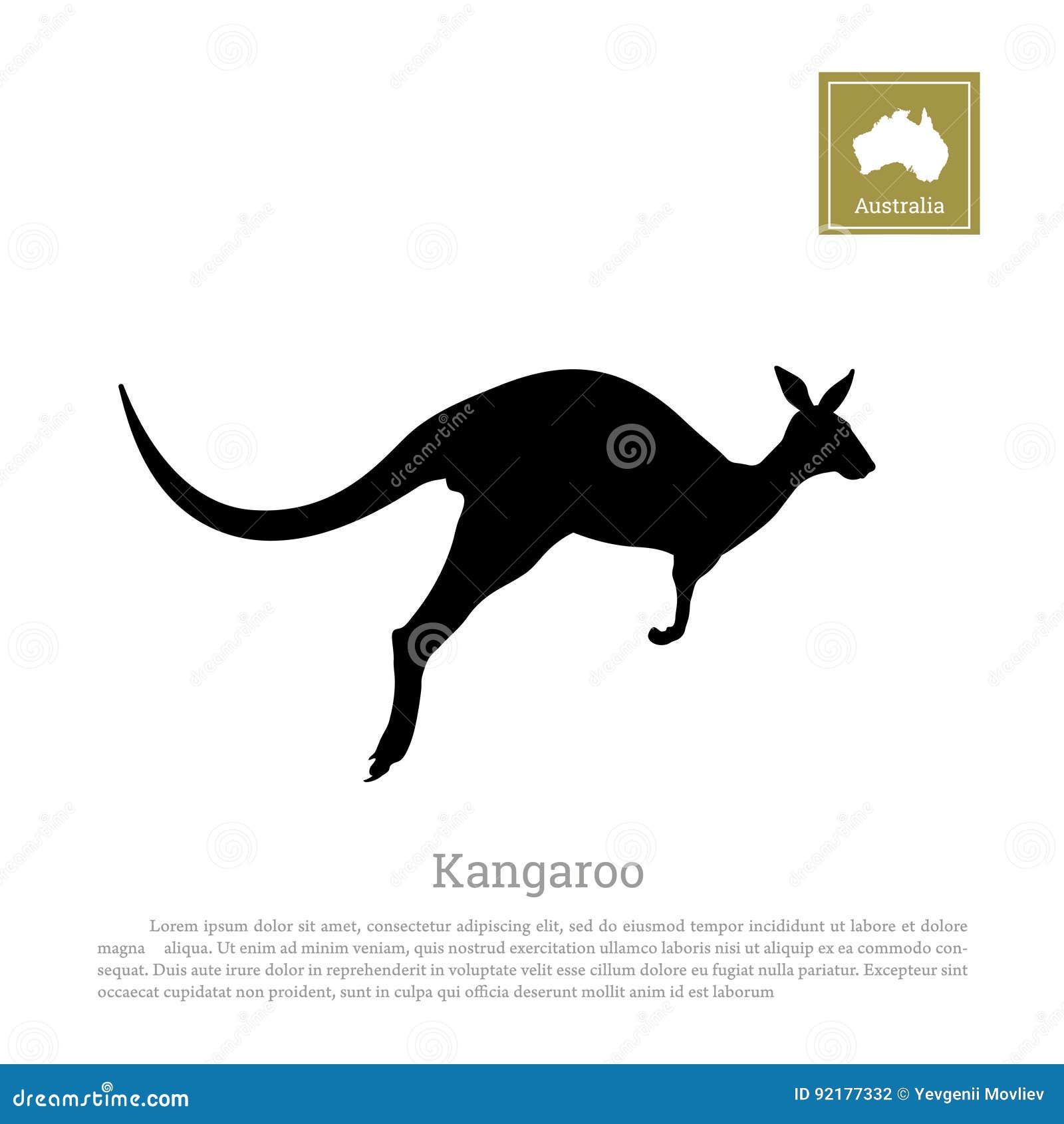 Black Silhouette Of Jumping Kangaroo On A White Background. Isolated ...