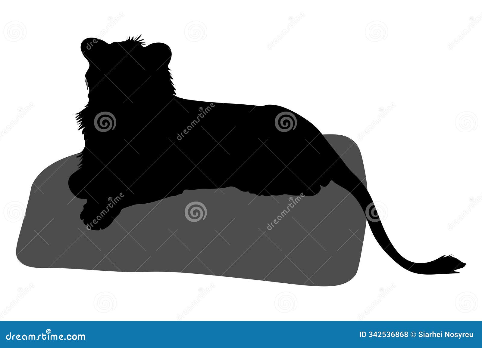 Black Silhouette of Lion Lying on Stone. Vector Illustration Stock ...