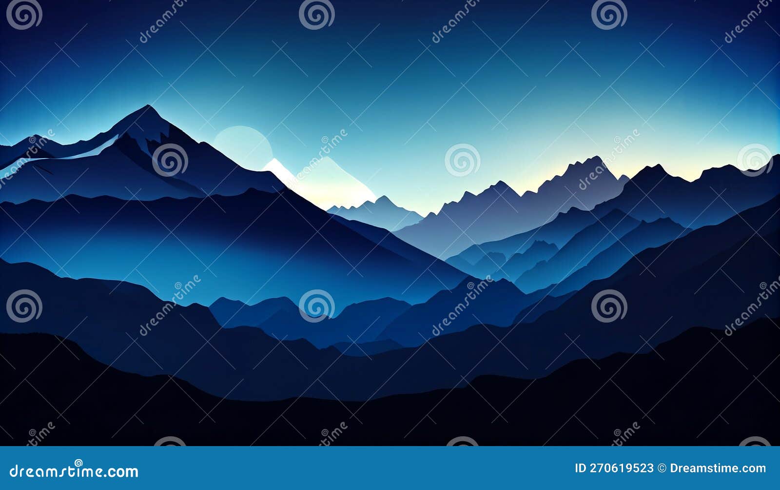 A Black Silhouette Of A Majestic Mountain Range, A Gradient Background ...