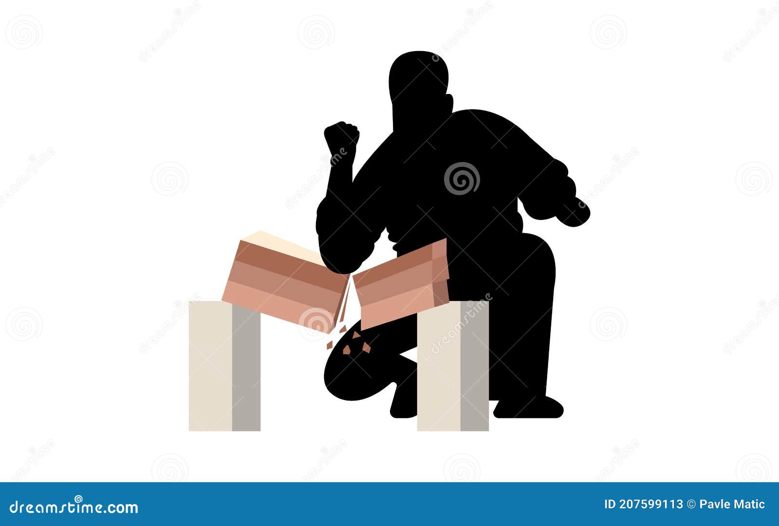 Man Breaking Bricks With Hand Judo Martial Arts Fighter, Fighting ...