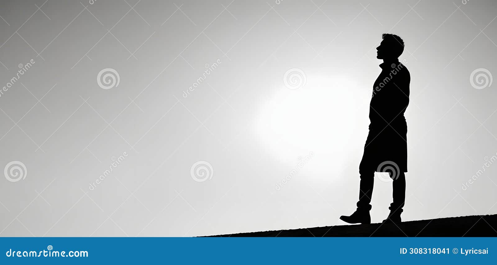 A Black Silhouette of a Man in the Sunset Looking Left Stock ...