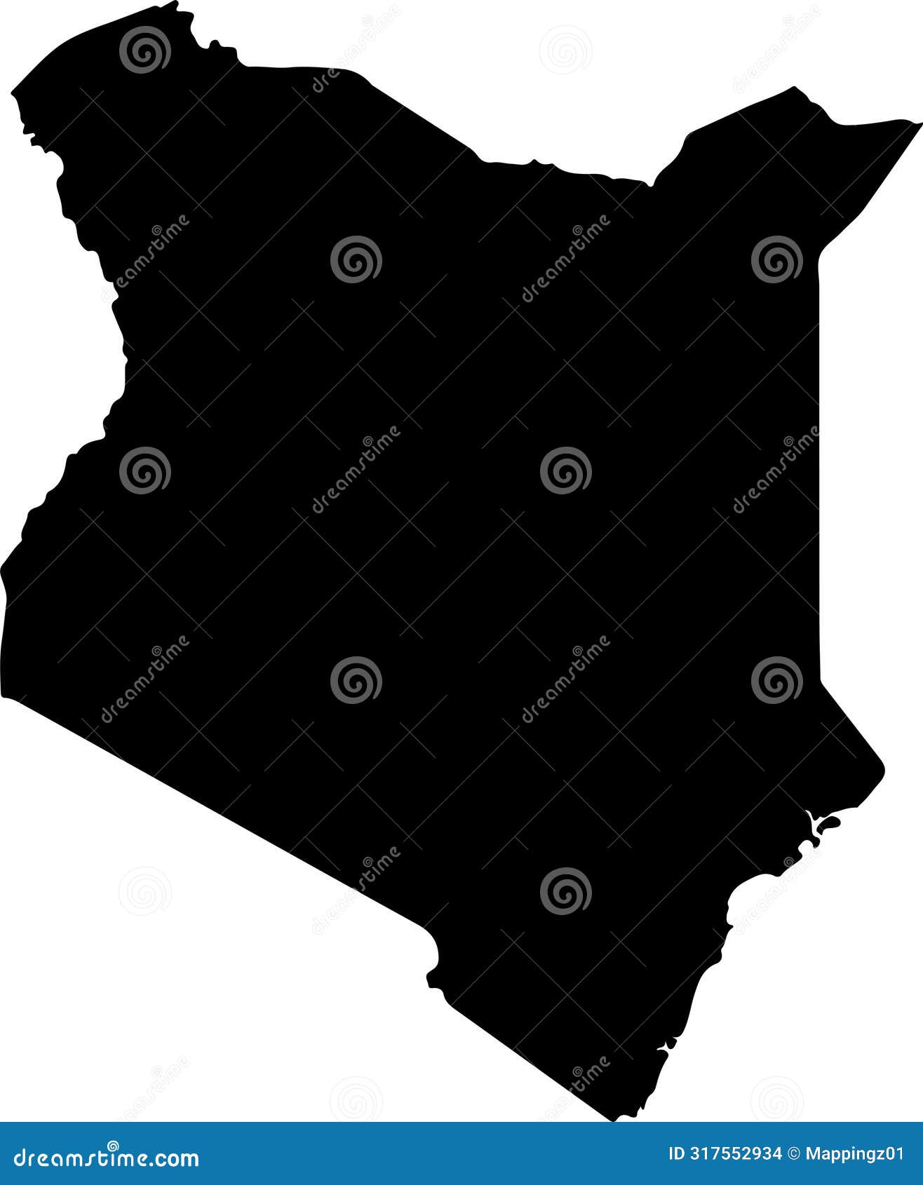 Kenya Silhouette Map with Transparent Background Stock Vector ...