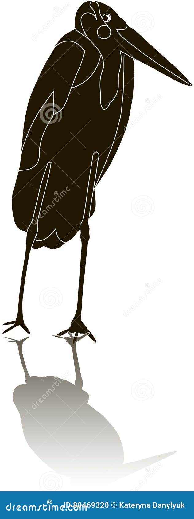 Marabou Stork Cartoon Bird Coloring Vector Illustration | CartoonDealer ...