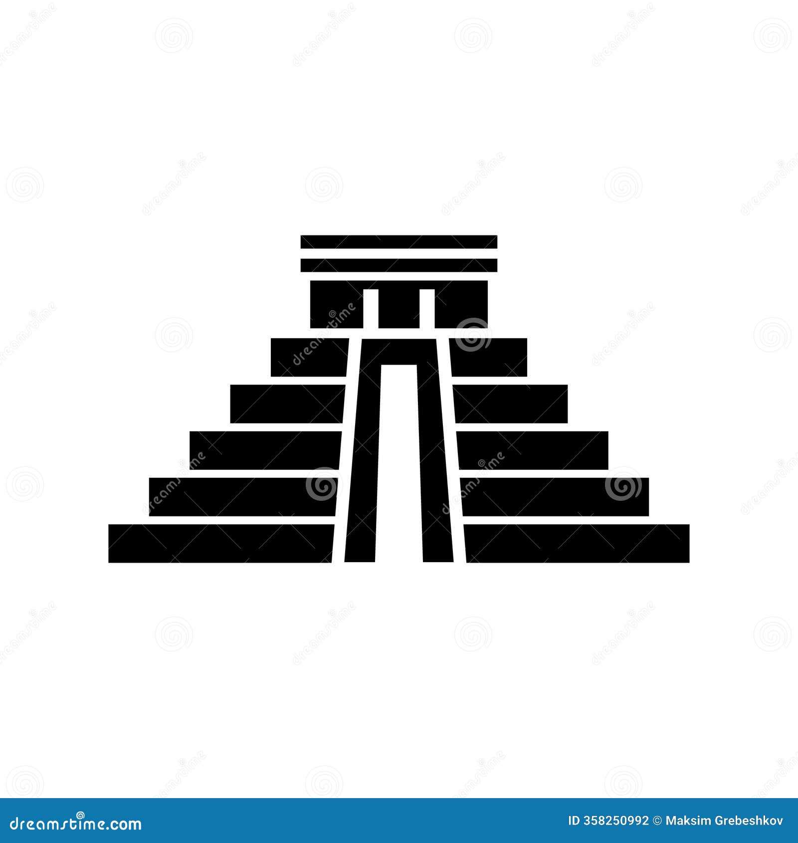Black Silhouette Of Mayan Pyramid Icon Vector Illustration ...