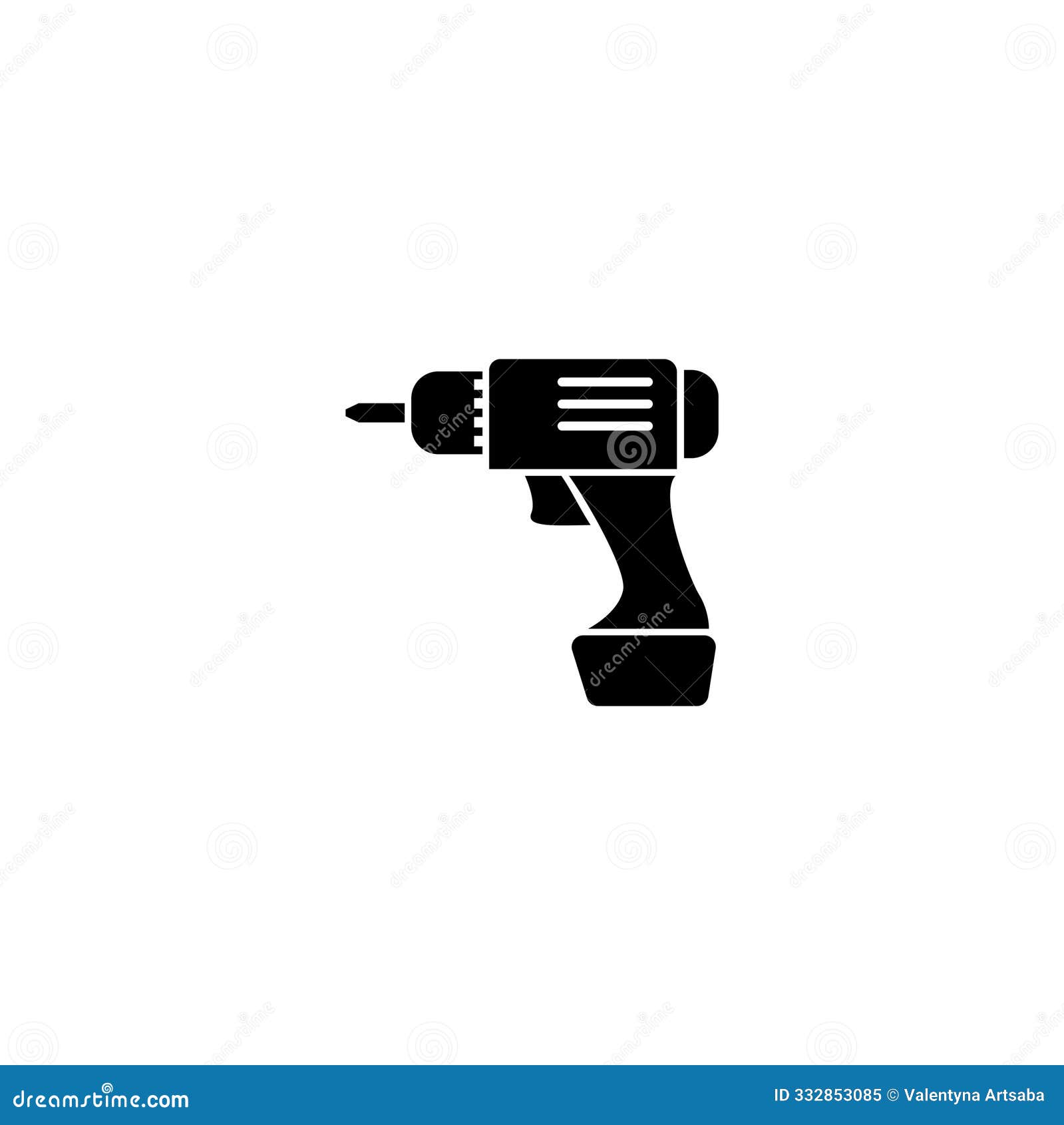 Black Silhouette of a Modern, Cordless Drill Icon. Simple and Sleek ...