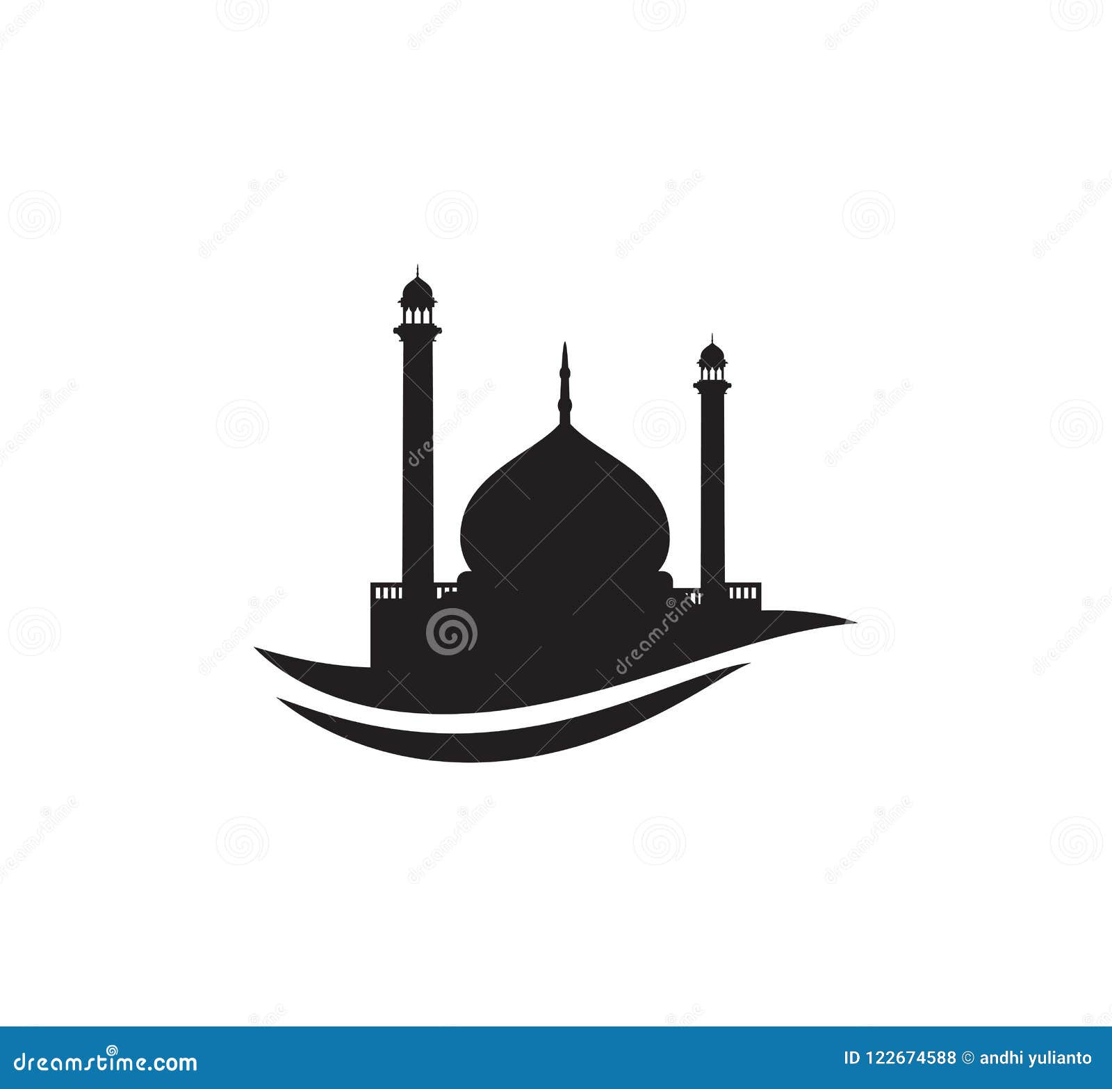 Black Silhouette Mosque Sign Logo Symbol Design Stock Illustration ...