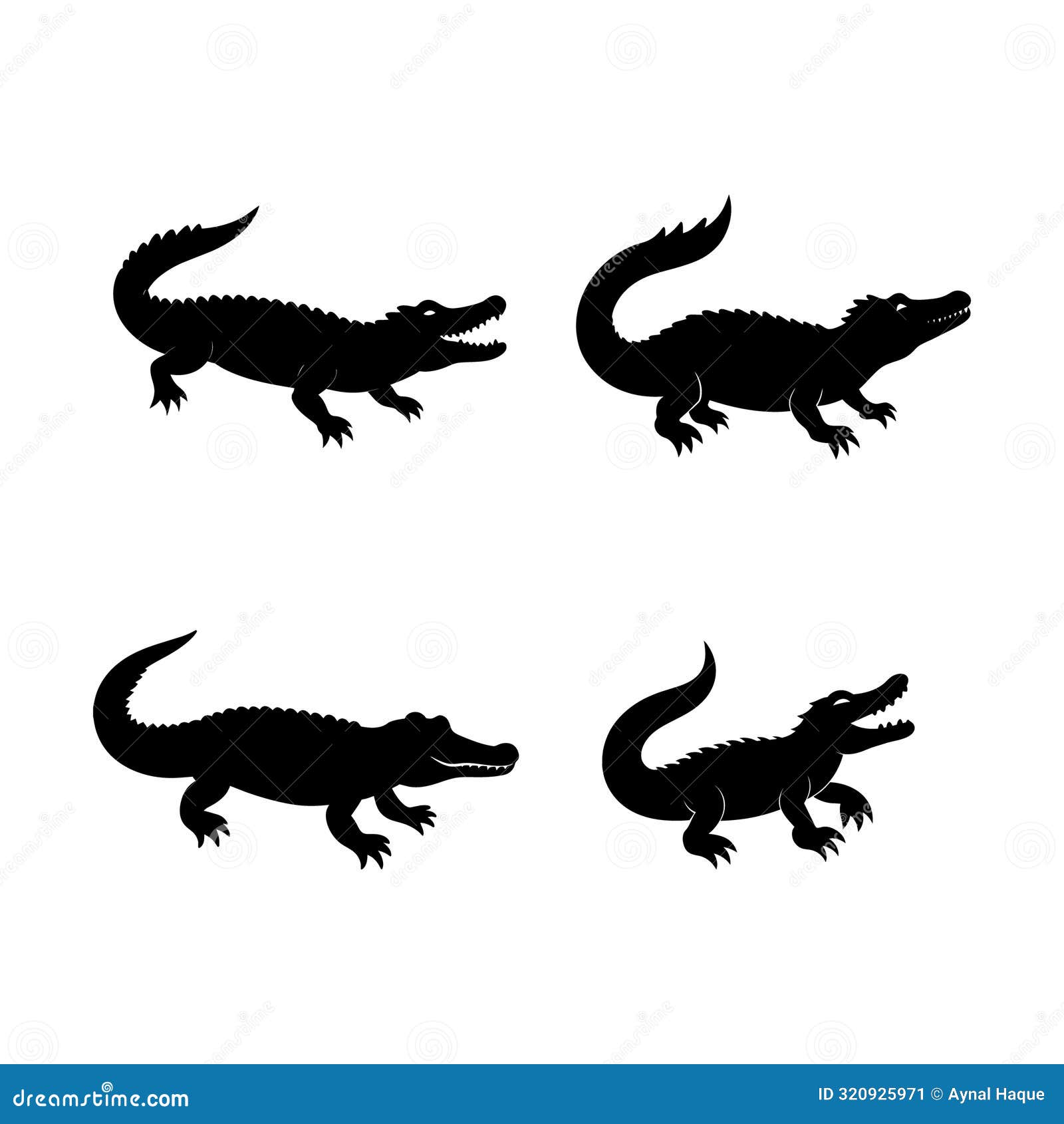 Black Silhouette Of Mugger Crocodile Vector | CartoonDealer.com #320925971