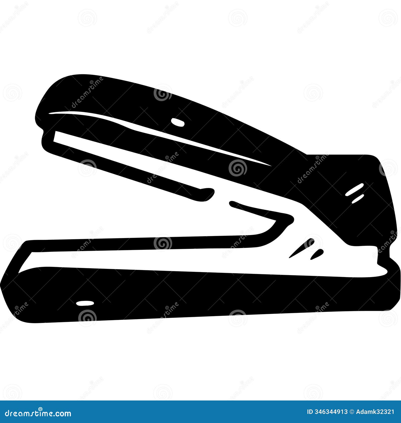 Black Silhouette of Office Stapler Vector Illustration for Document ...