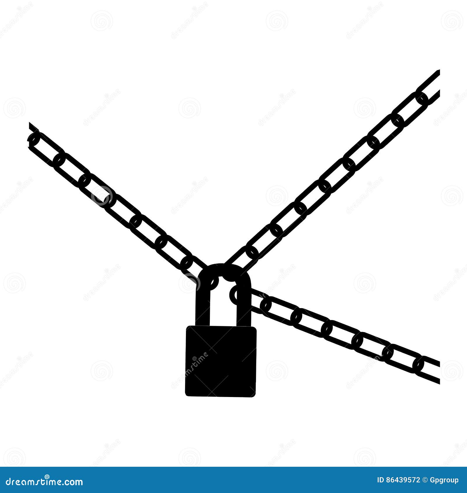 Black Silhouette Padlock and Metal Chains Icon Stock Illustration ...