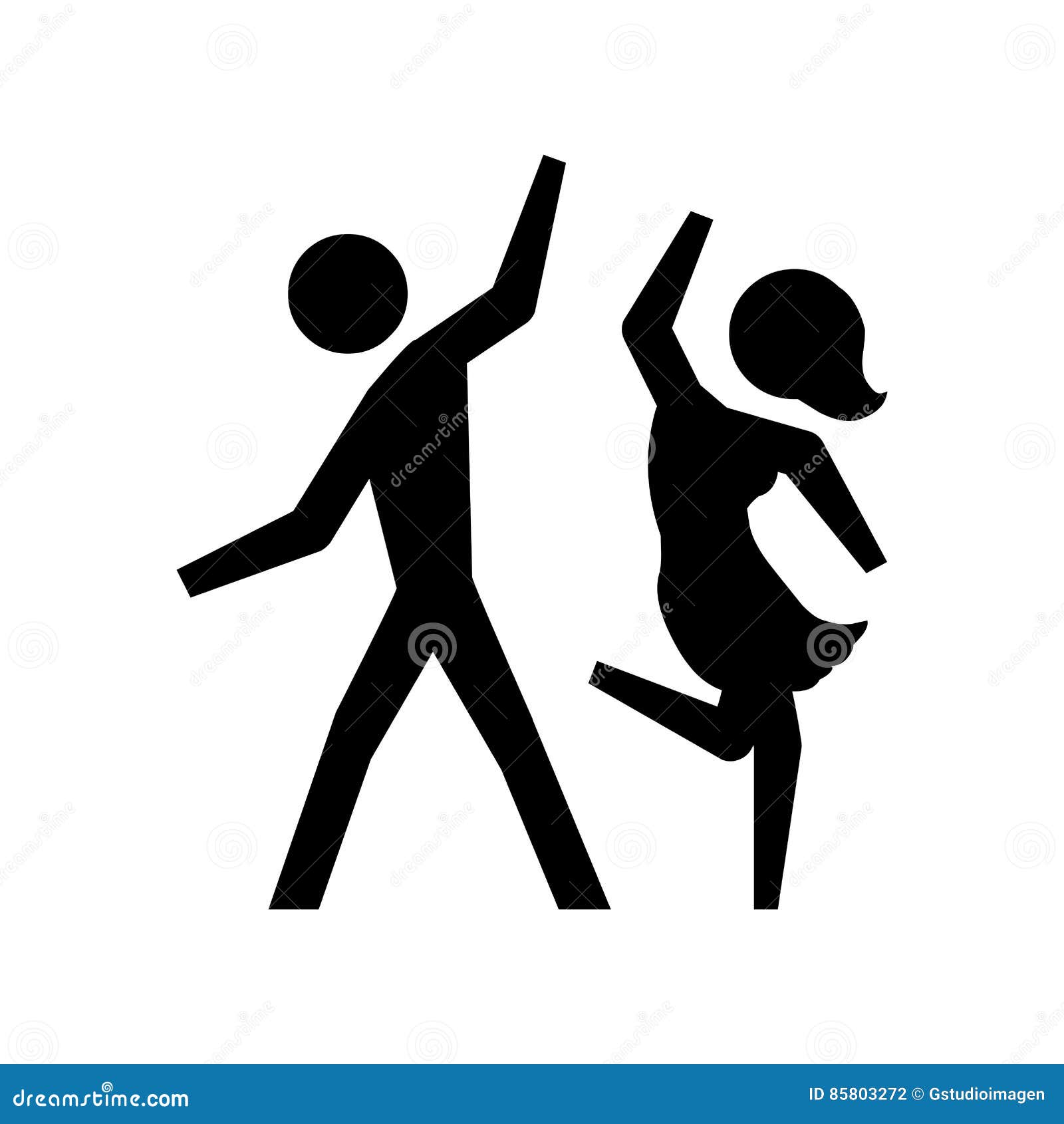 Black Silhouette Pictogram Couple Dancing Stock Vector - Illustration ...