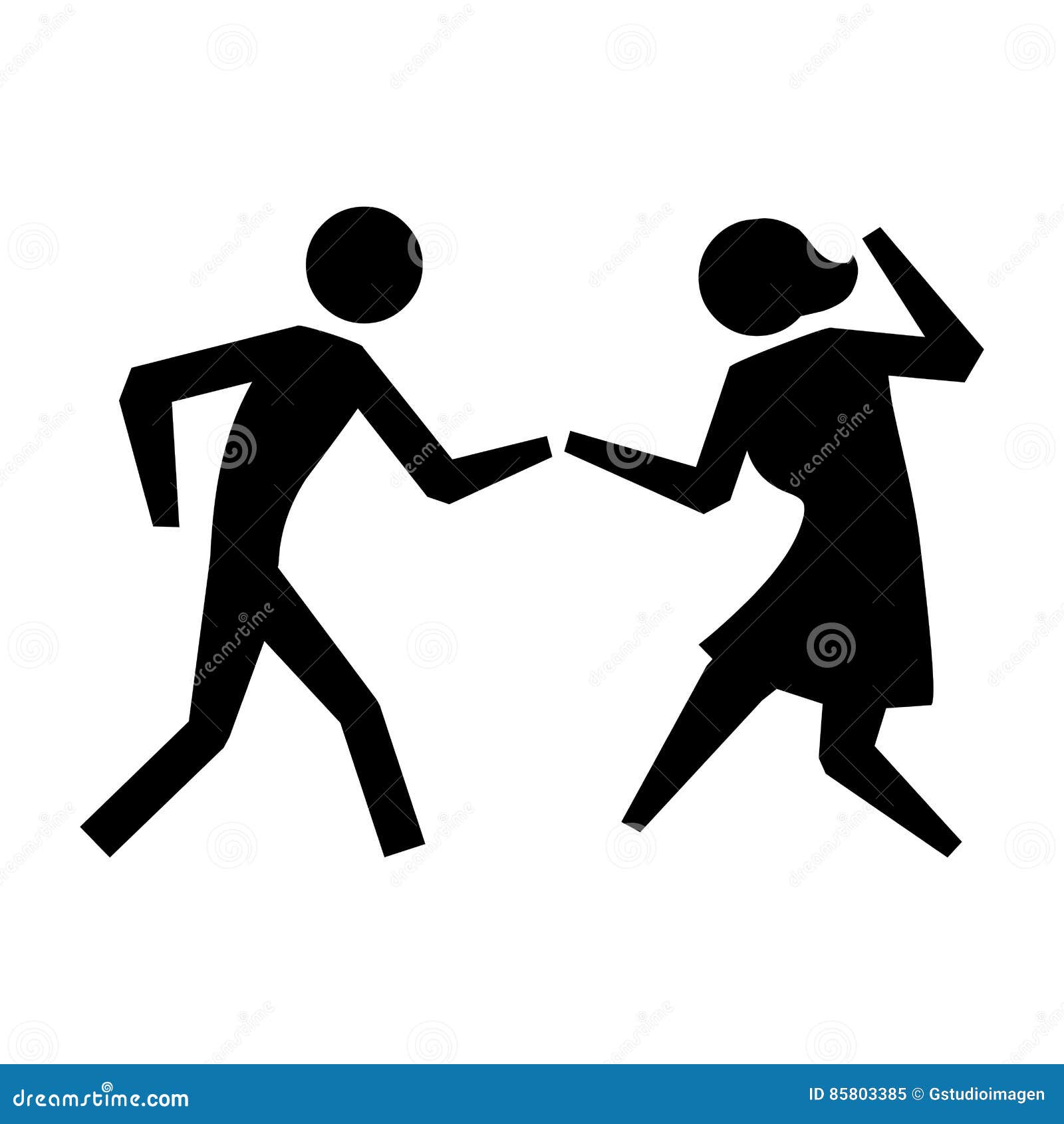 Black Silhouette Pictogram Couple Dancing Stock Vector - Illustration ...