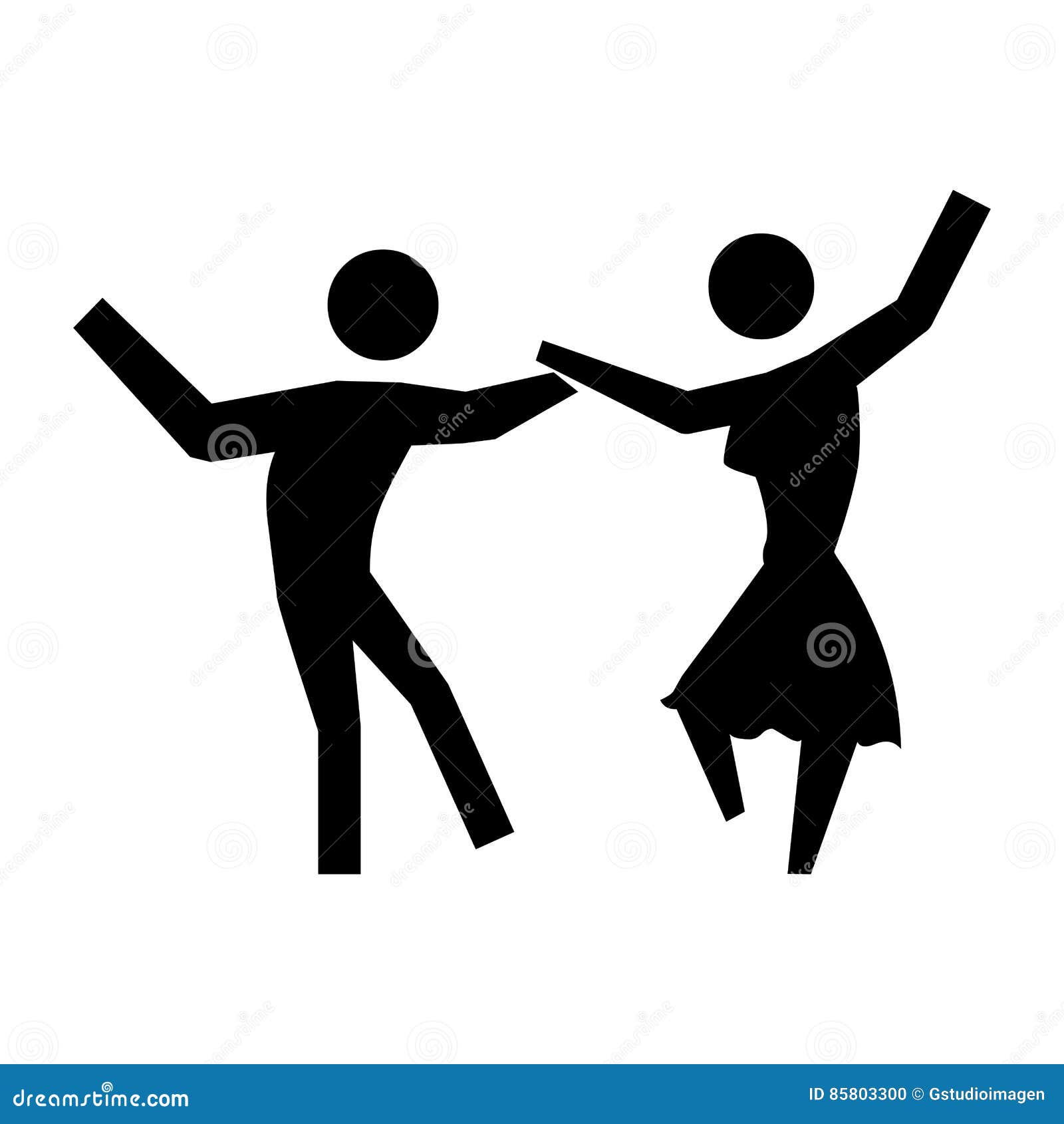 Black Silhouette Pictogram People Dancing Vector Illustration ...