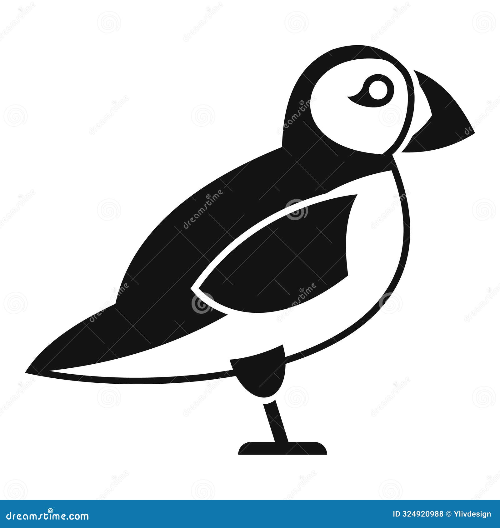 Black Silhouette of a Puffin Bird Standing in Profile Stock ...